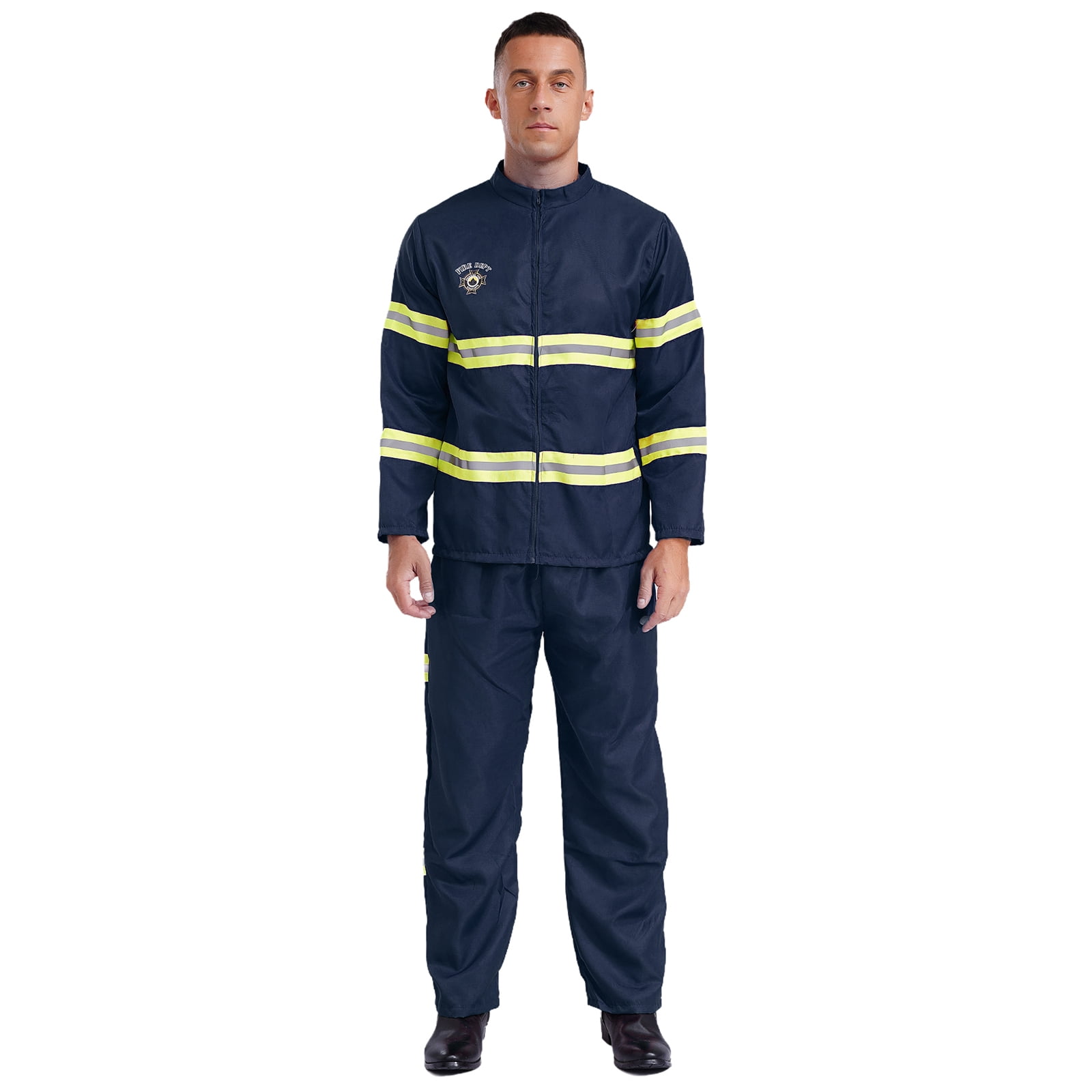 CHICTRY Men's Firefighter Sets Fireman Contrast Safety Jackets with ...