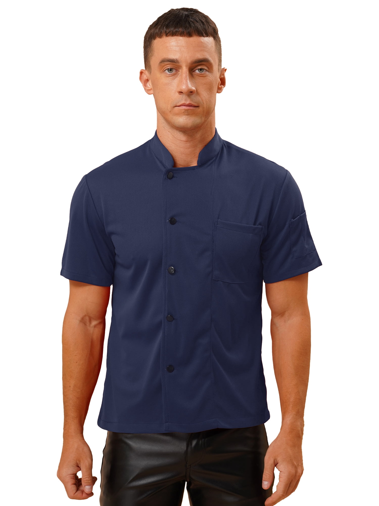 CHICTRY Mens Canteen Caterers Uniform Tops Short Sleeve Kitchen Chef ...