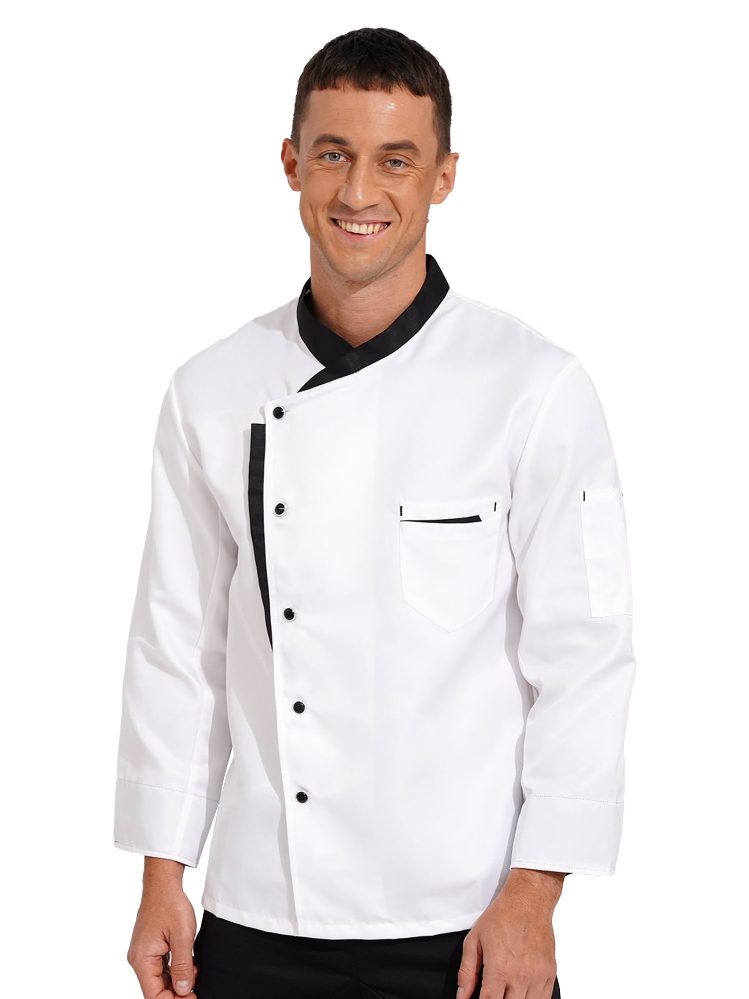 CHICTRY Mens Chef Uniform Jacket Long Sleeve Hotel Kitchen Cook Uniform ...