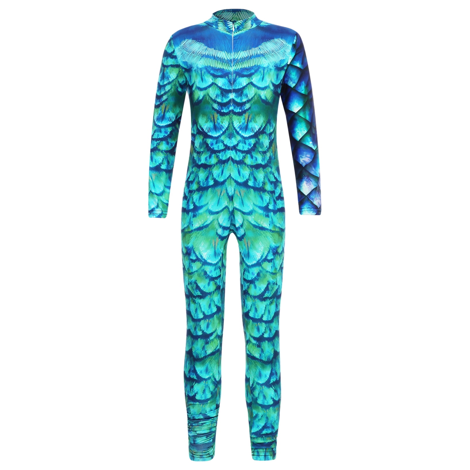 CHICTRY Unisex Girls Boys 3D Mermaid Scales Printed Full Body Unitard ...