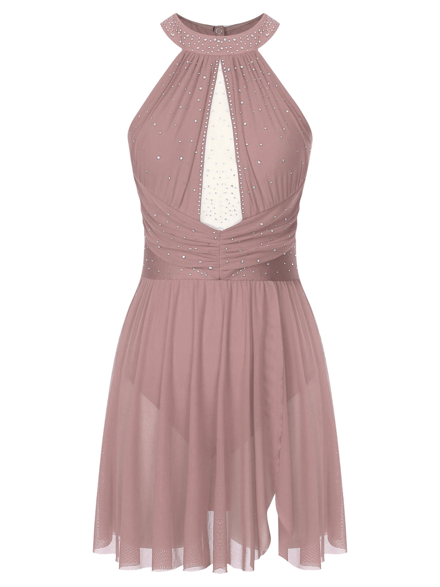 CHICTRY Women's Shiny Rhinestone Lyrical Dance Dress Halter Leotard ...