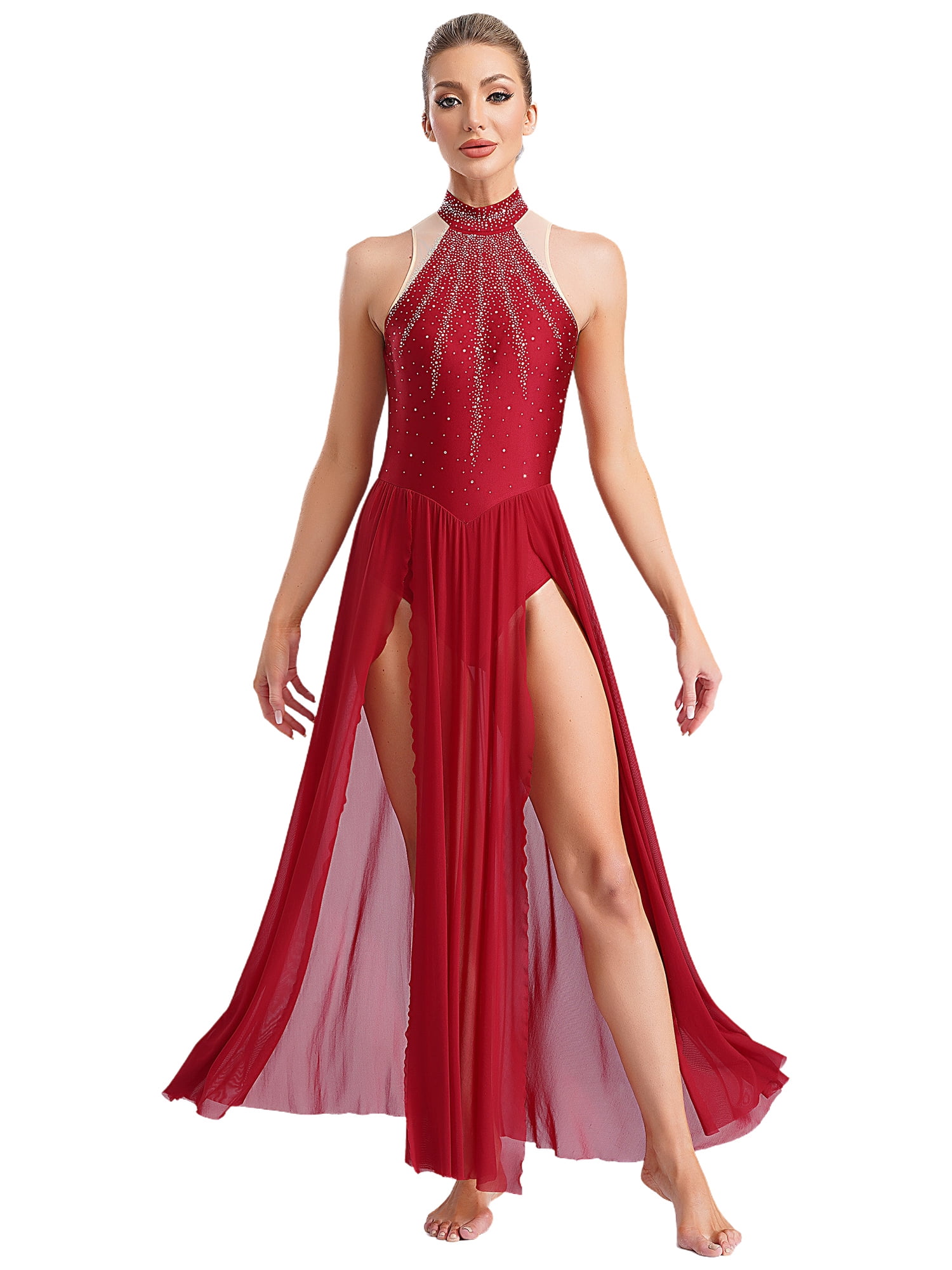 CHICTRY Womens Lyrical Dance Dress Modern Contemporary Dancewear Halter ...