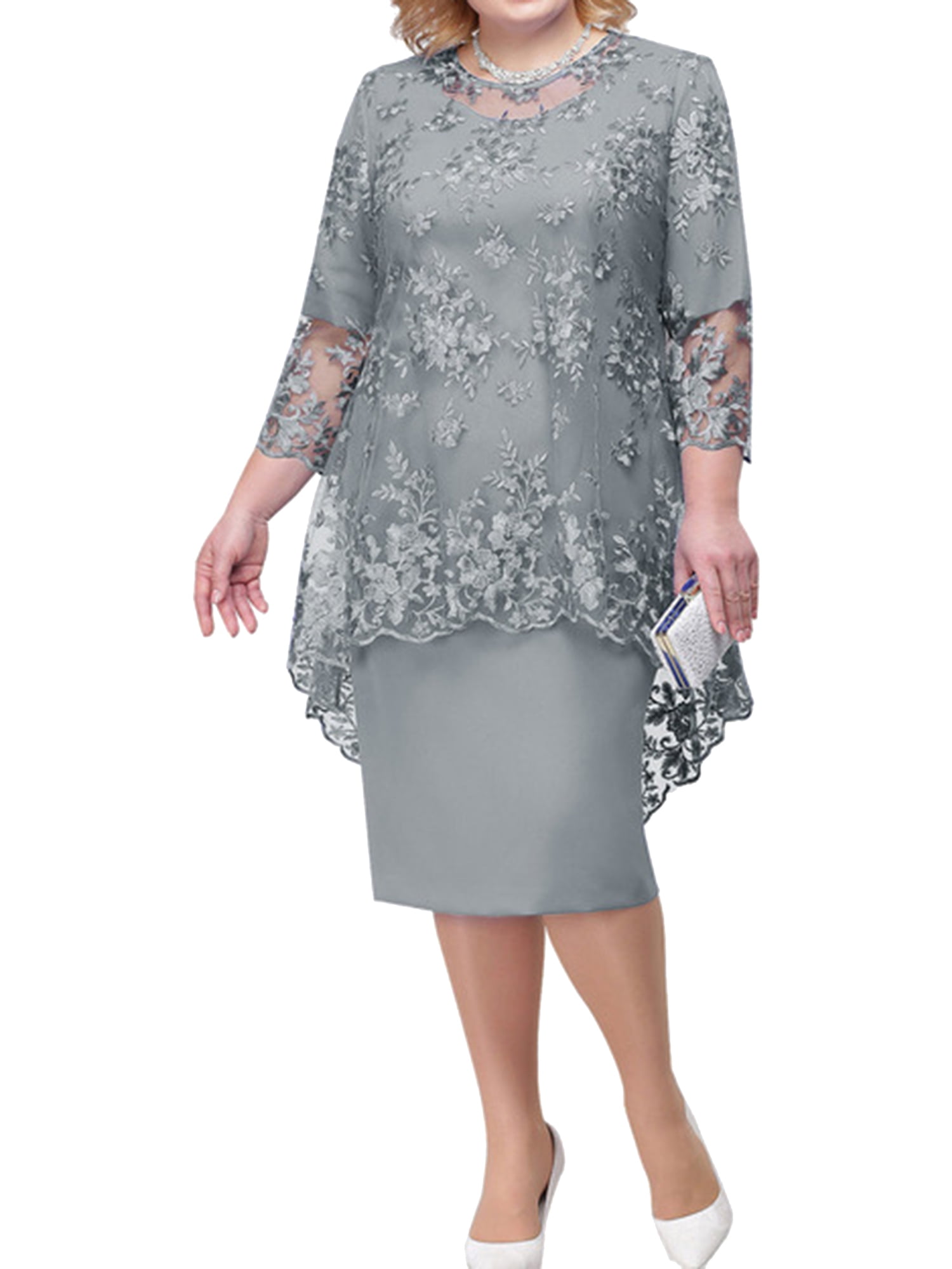 CHICTRY Womens Plus Size Cocktail Evenings Dress Birthday Wedding Guest ...