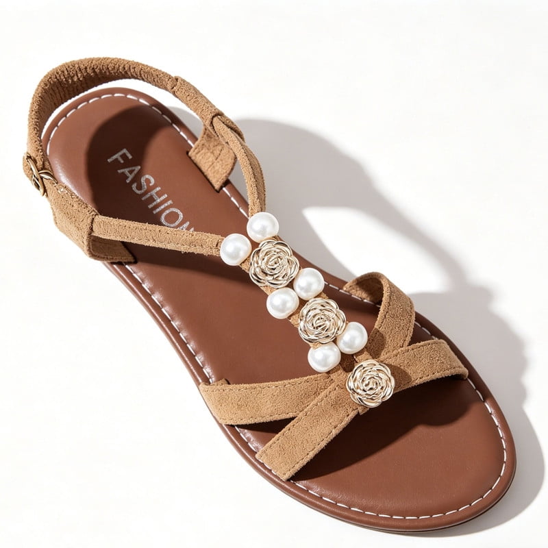 CHICVOME Comfortable Flat Sandals for Women Boho Beaded Sandals with ...