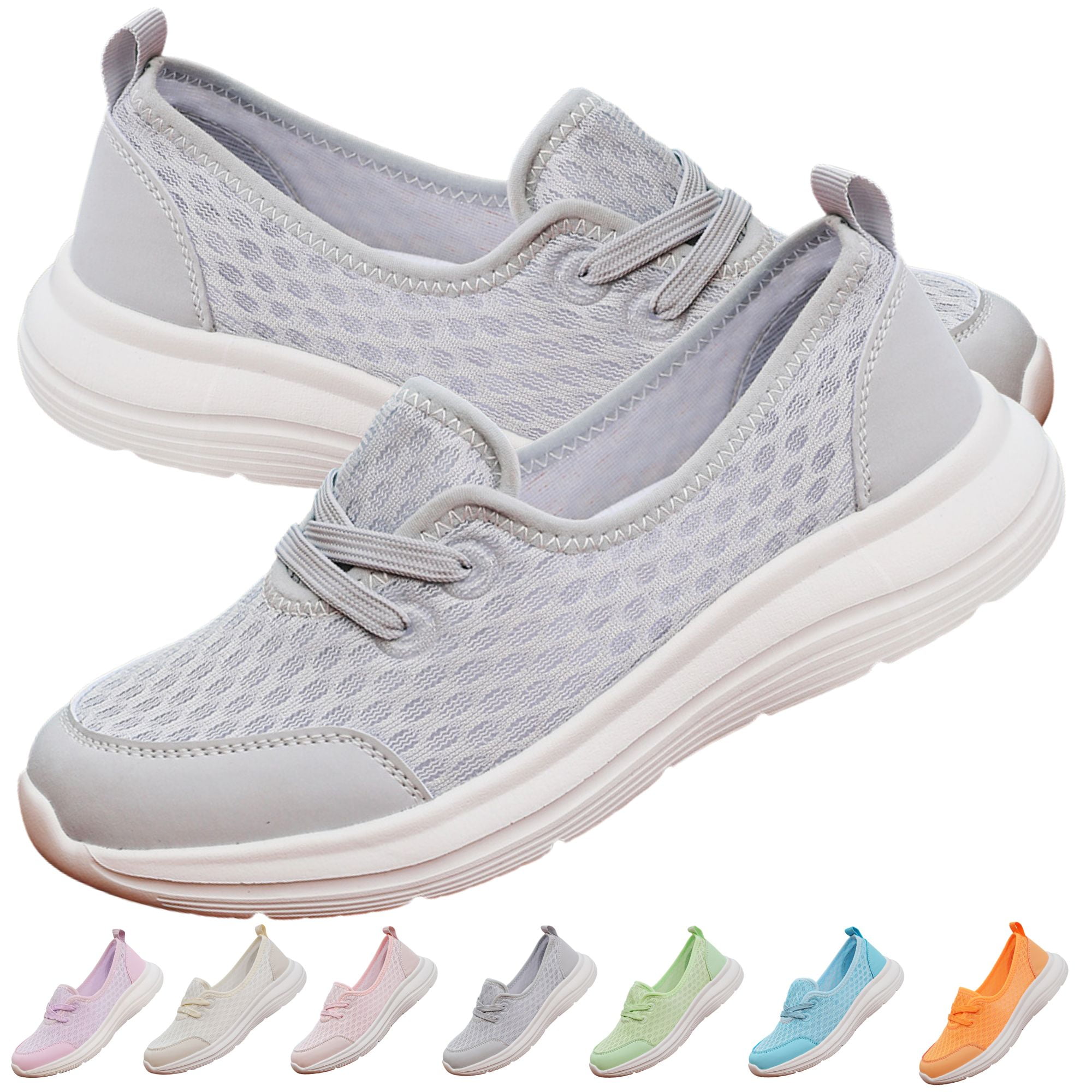 CHICVOMEY Breathable Mesh Slip-On for Women Walking Shoes with Arch ...