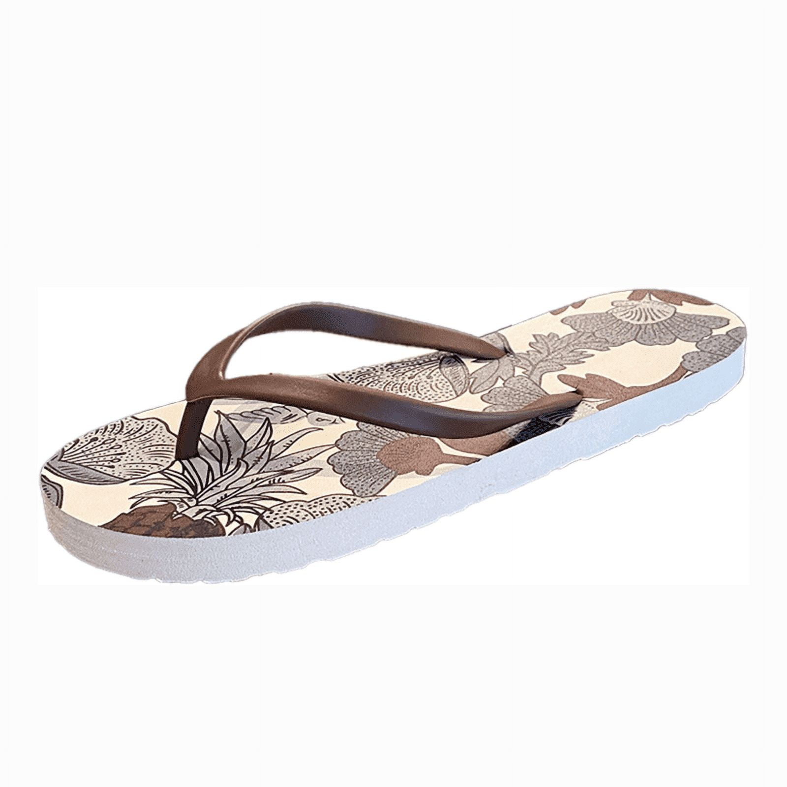 CHICVOMEY Comfortable Sandals for Women Printed Flip Flops with Soft ...