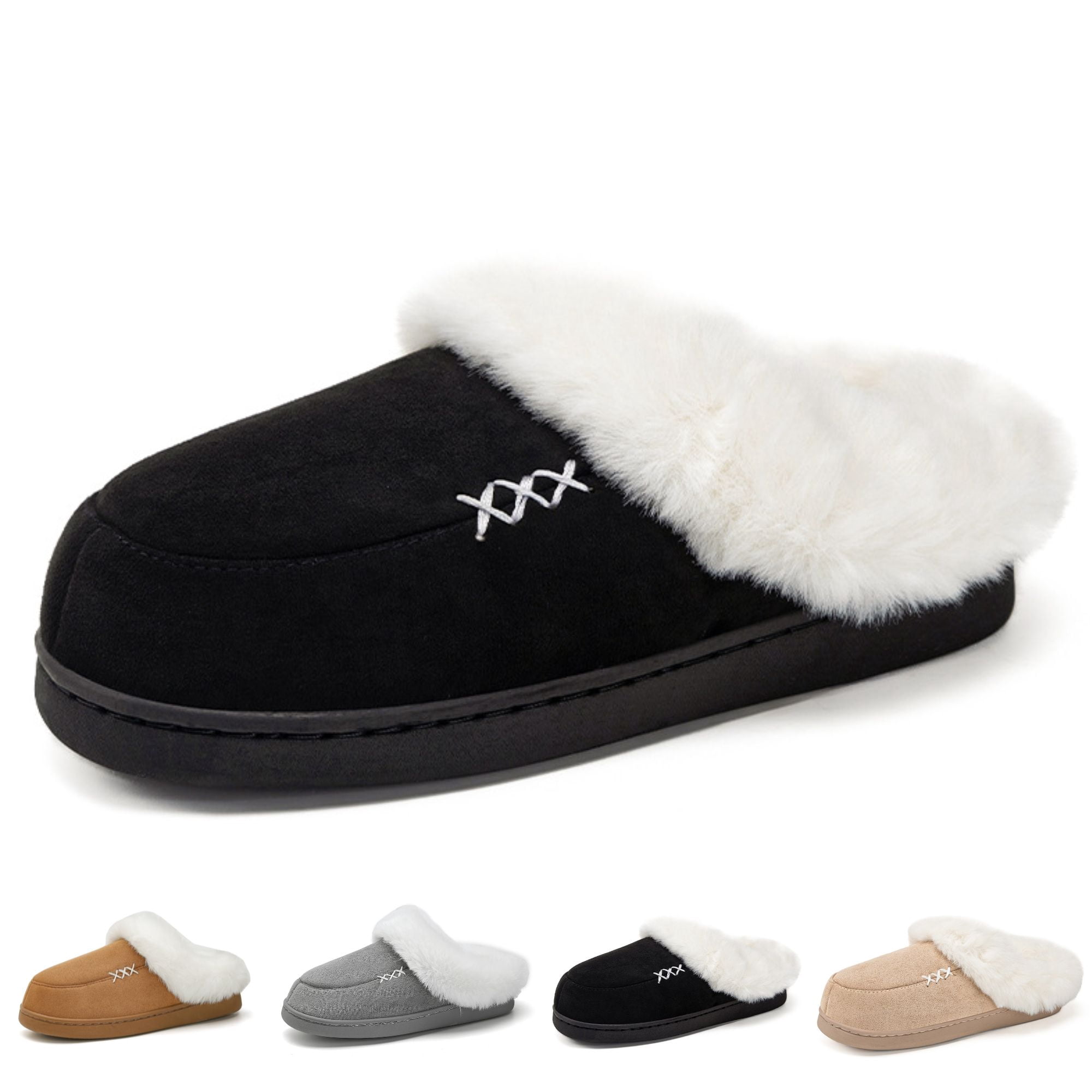 CHICVOMEY Faux Suede Slippers for Women Men Short Cozy Ankle Slippers ...