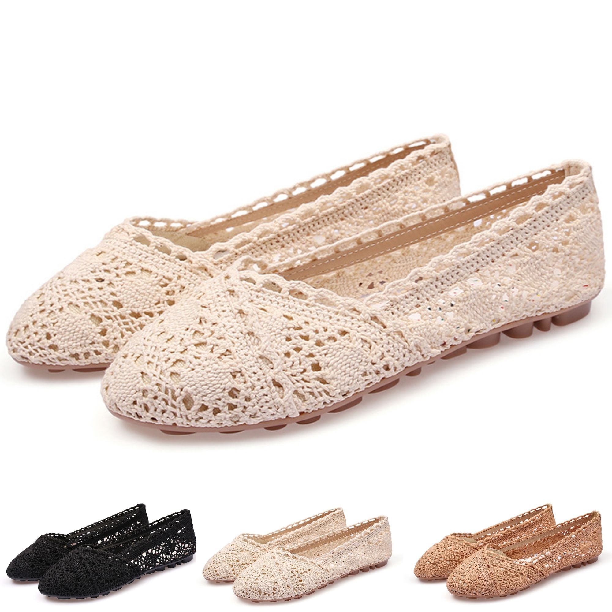 CHICVOMEY Flats for Women Breathable Mesh Flats with Flower ...