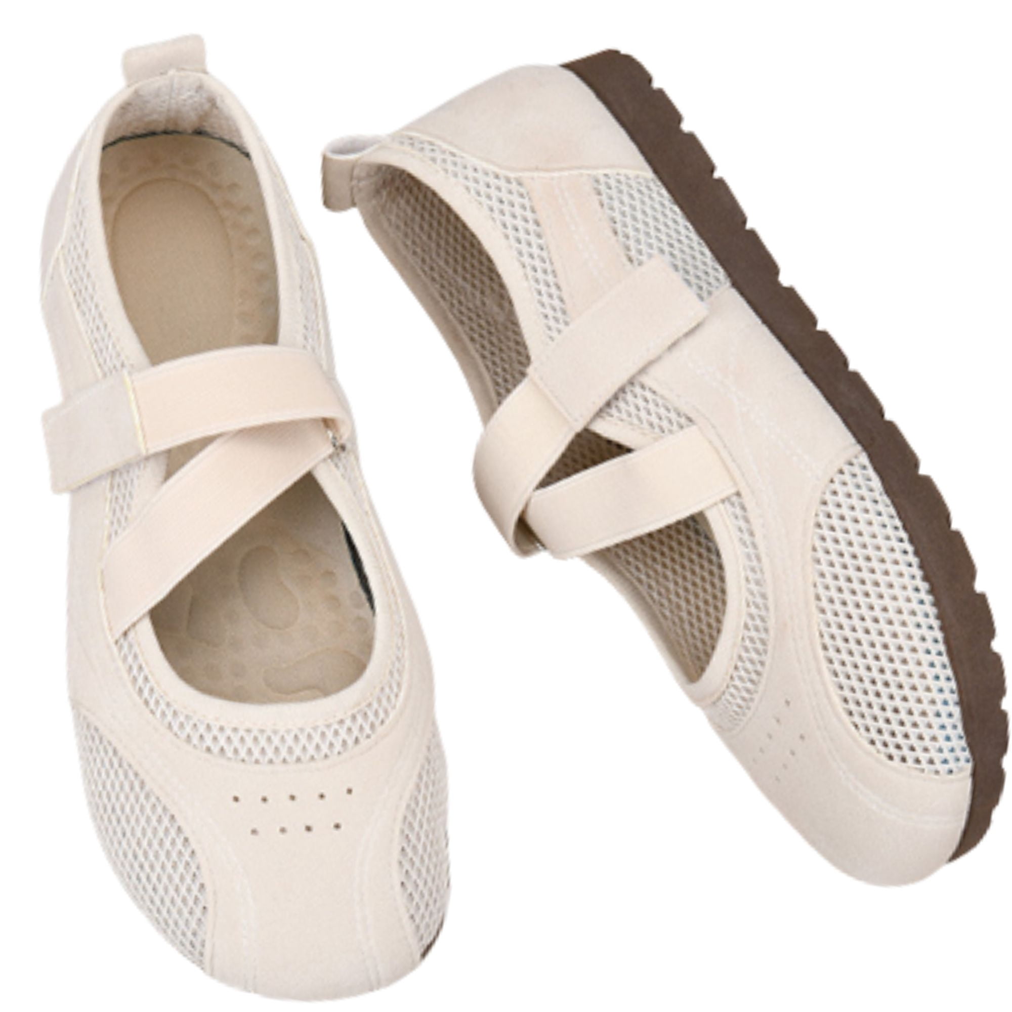CHICVOMEY Flats for Women Breathable Mesh Mary Jane Flats for Women ...