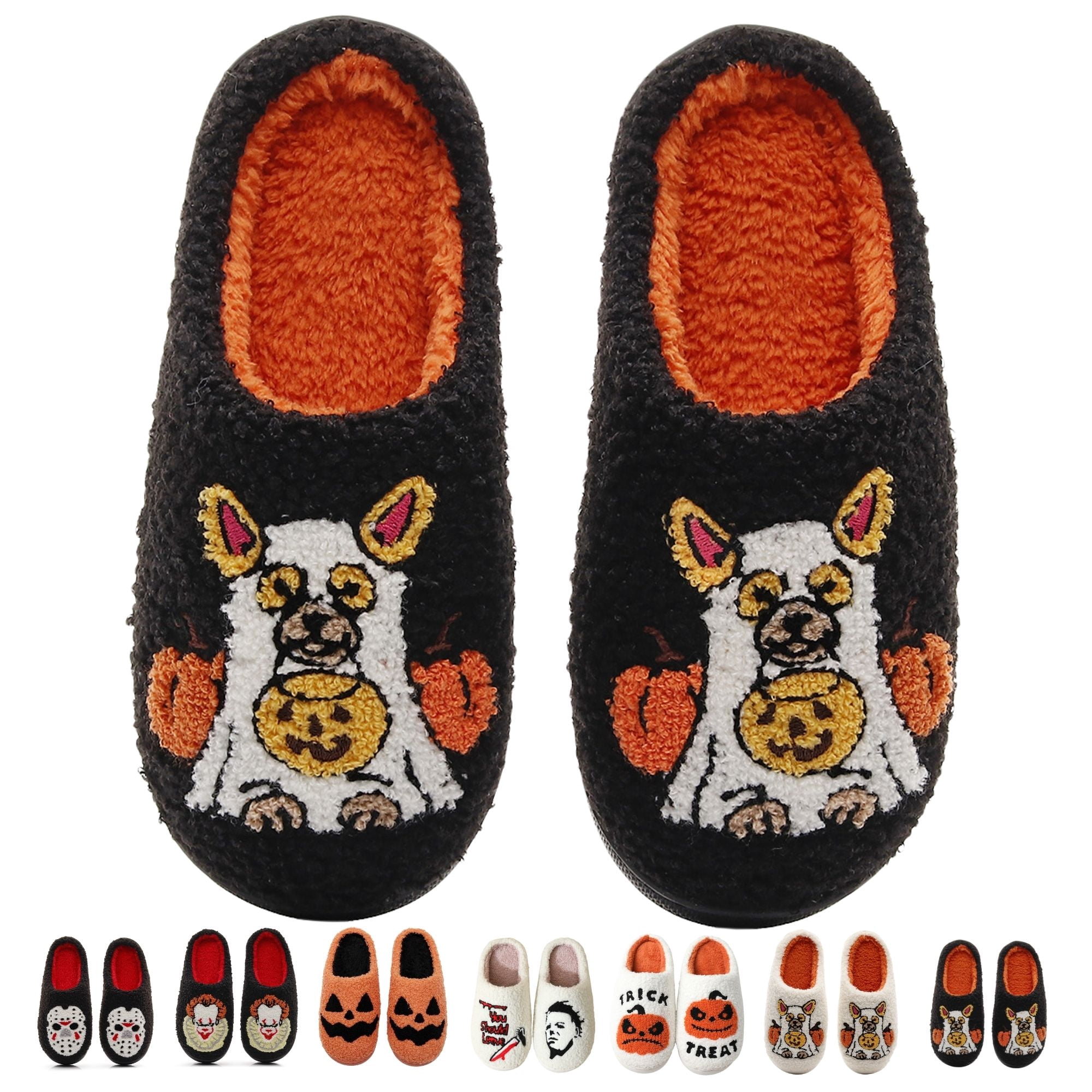 CHICVOMEY Funny Halloween Slippers for Women Men Fuzzy Memory Foam Cute ...
