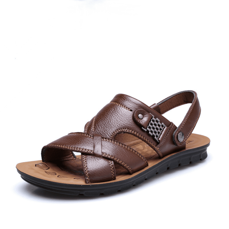 CHICVOMEY Men's Sandals Premium Genuine Leather Summer Sandals for Men ...