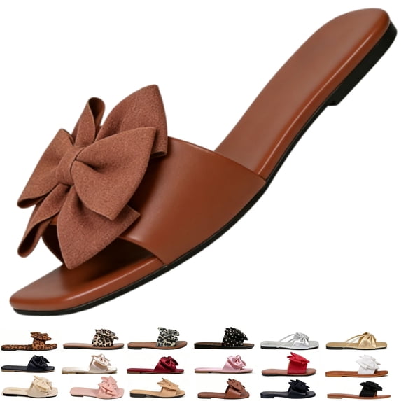 CHICVOMEY Slides for Women Slippers with Cute Bow Slip On Slides Open ...