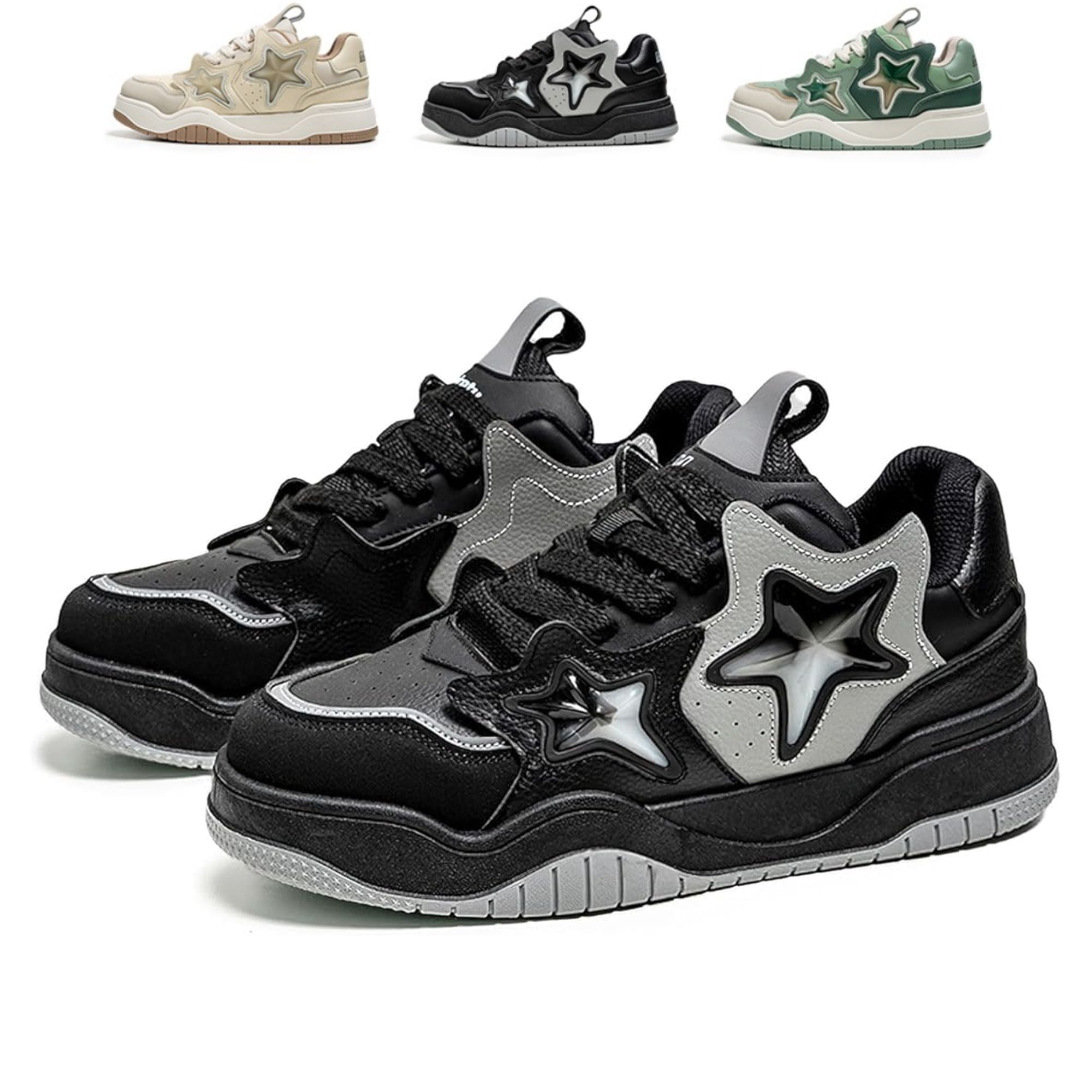 CHICVOMEY Star Chunky Platform Sneakers for Womens & Mens Fashion Star ...