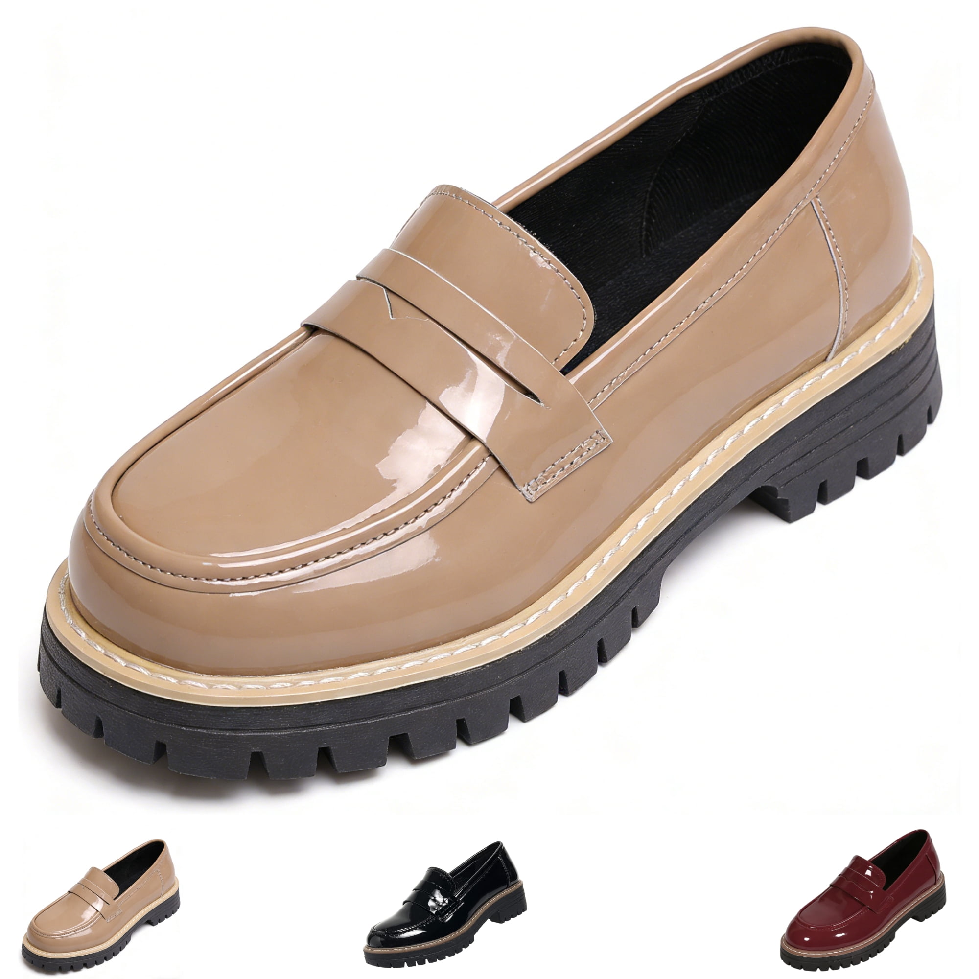 CHICVOMEY Vintage Womens Loafers Comfortable Platform Penny Loafers for ...