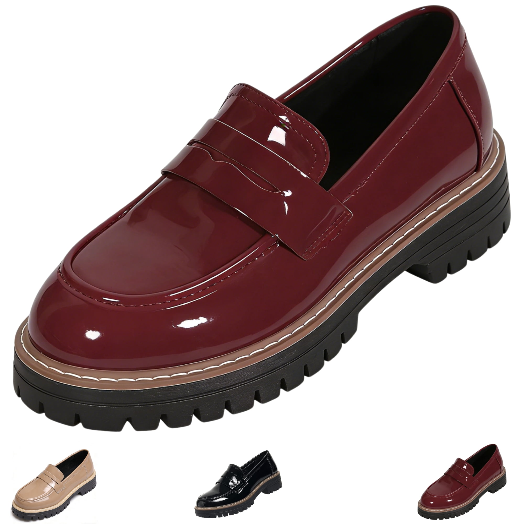 CHICVOMEY Vintage Womens Loafers Comfortable Platform Penny Loafers for ...