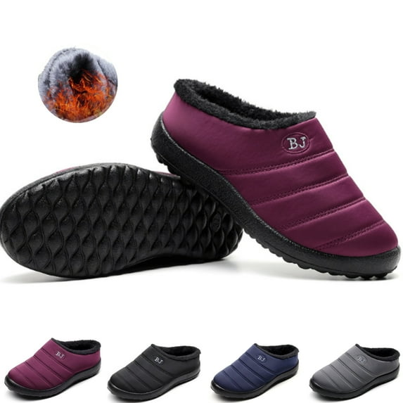 CHICVOMEY Winter Women's Slippers Fuzzy Plush Lined House Shoes Slip-On ...