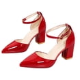 CHICVOMEY Women Block Heels 3.54in Pointed Toe Anti-Slip Comfy Feminine ...