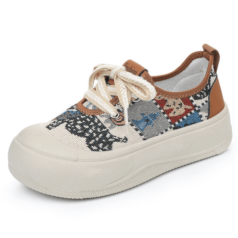CHICVOMEY Women's Canvas Platform Sneakers Comfortable Flat Sole Shoes ...