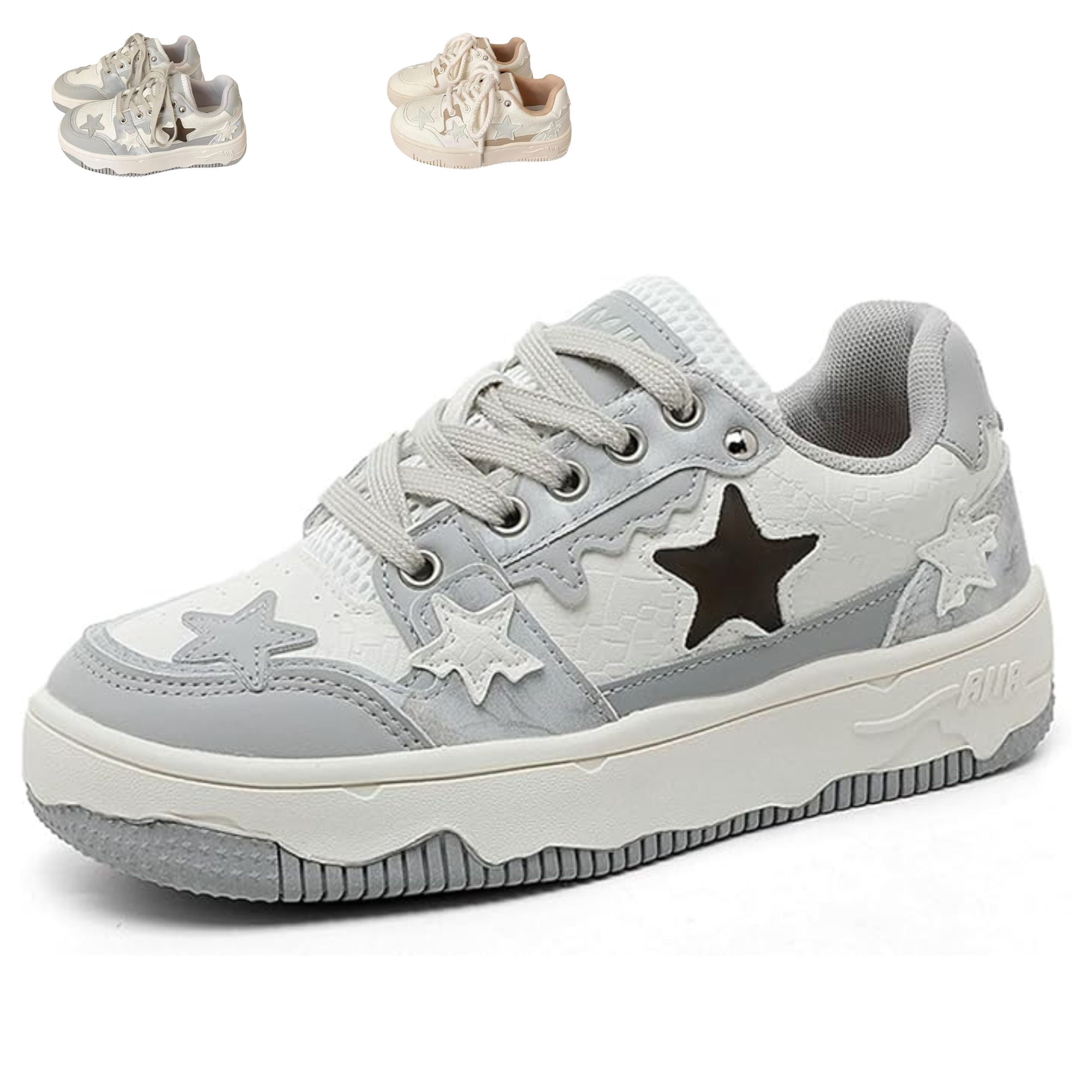 CHICVOMEY Women's Chunky Platform Sneakers - Star Charms Aesthetic Cute ...