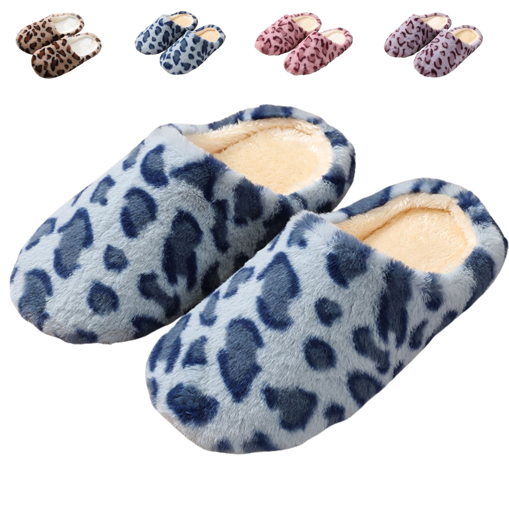 CHICVOMEY Women's Fuzzy Scuff Slippers Comfort Plush Fleece Lined House ...