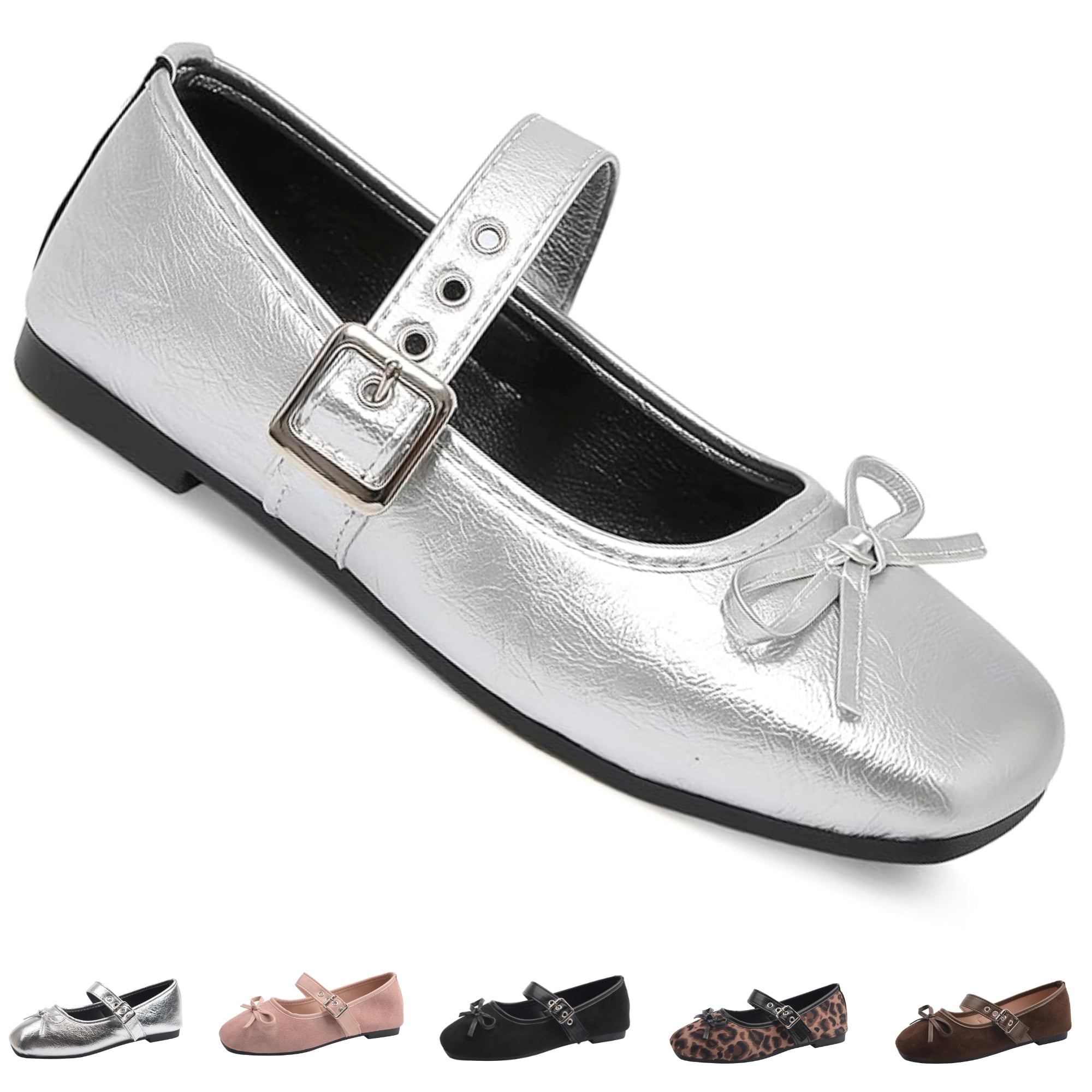 CHICVOMEY Women‘s Mary Jane Shoes Square Toe Ballet Flat Mary Jane ...