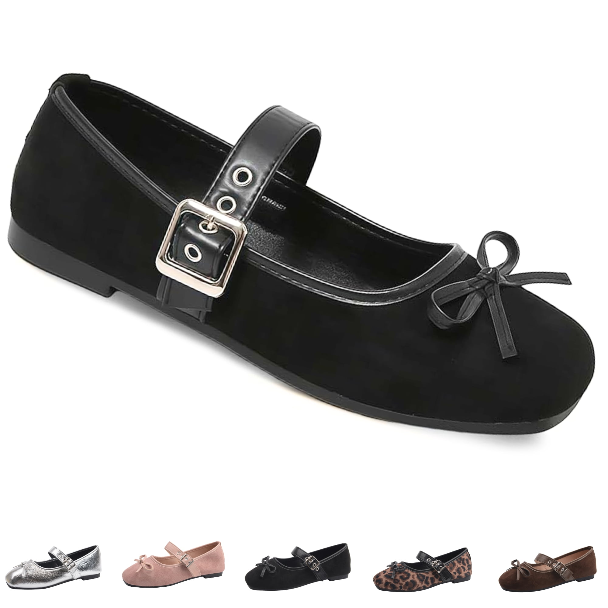 CHICVOMEY Women‘s Mary Jane Shoes Square Toe Ballet Flat Mary Jane ...