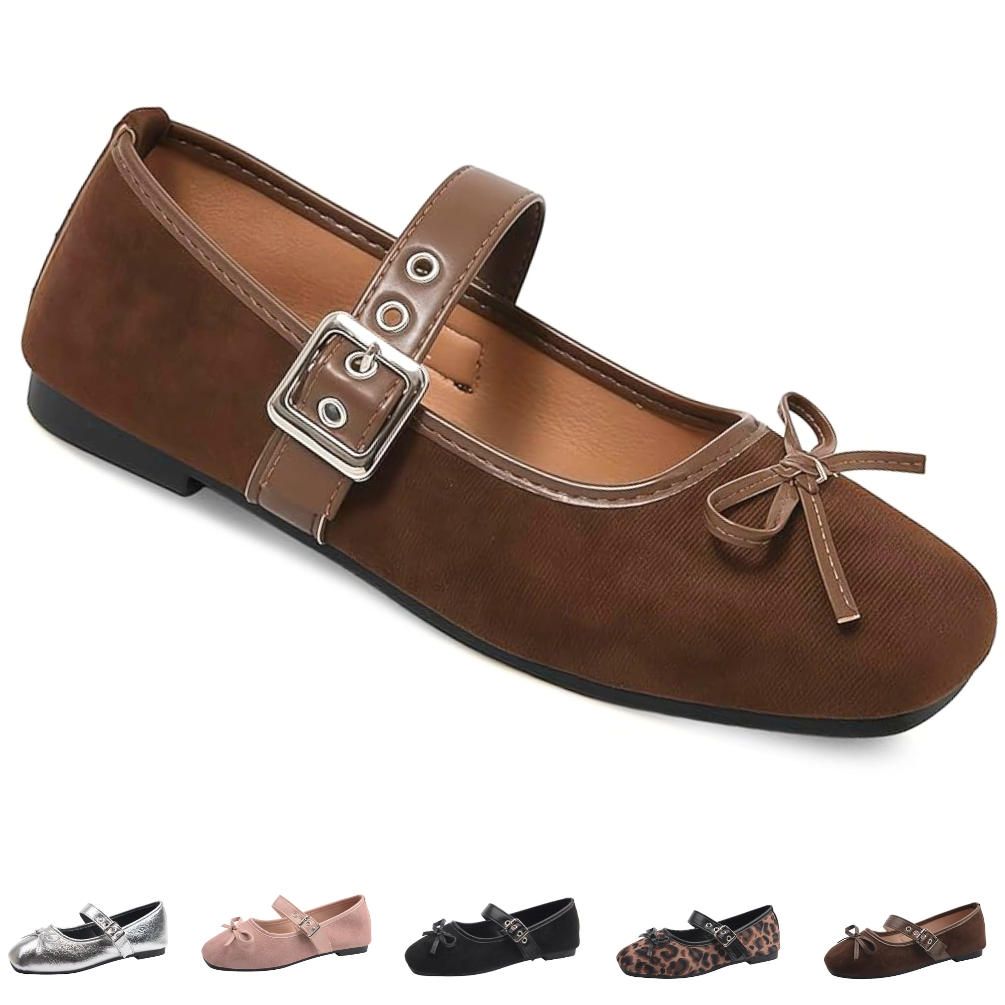 CHICVOMEY Women‘s Mary Jane Shoes Square Toe Ballet Flat Mary Jane ...