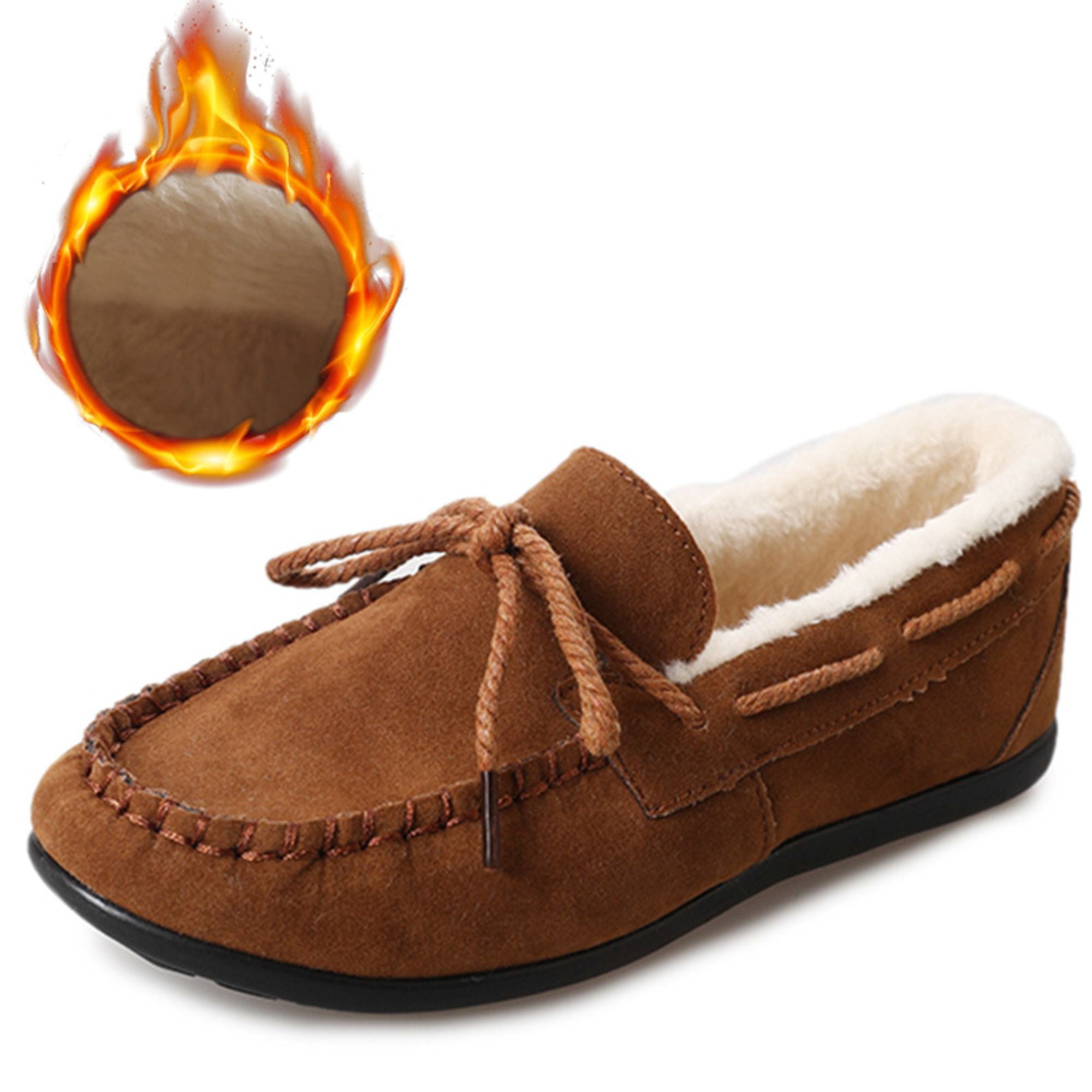 CHICVOMEY Women's Moccasin Slippers with Faux Fur Lining Warm Non-Slip ...