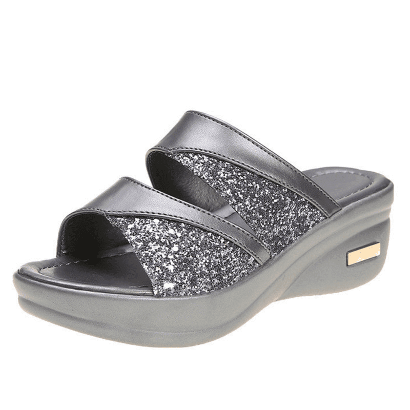 CHICVOMEY Women's Sandals 2025 Glitter Platform Slide Sandals for Women ...
