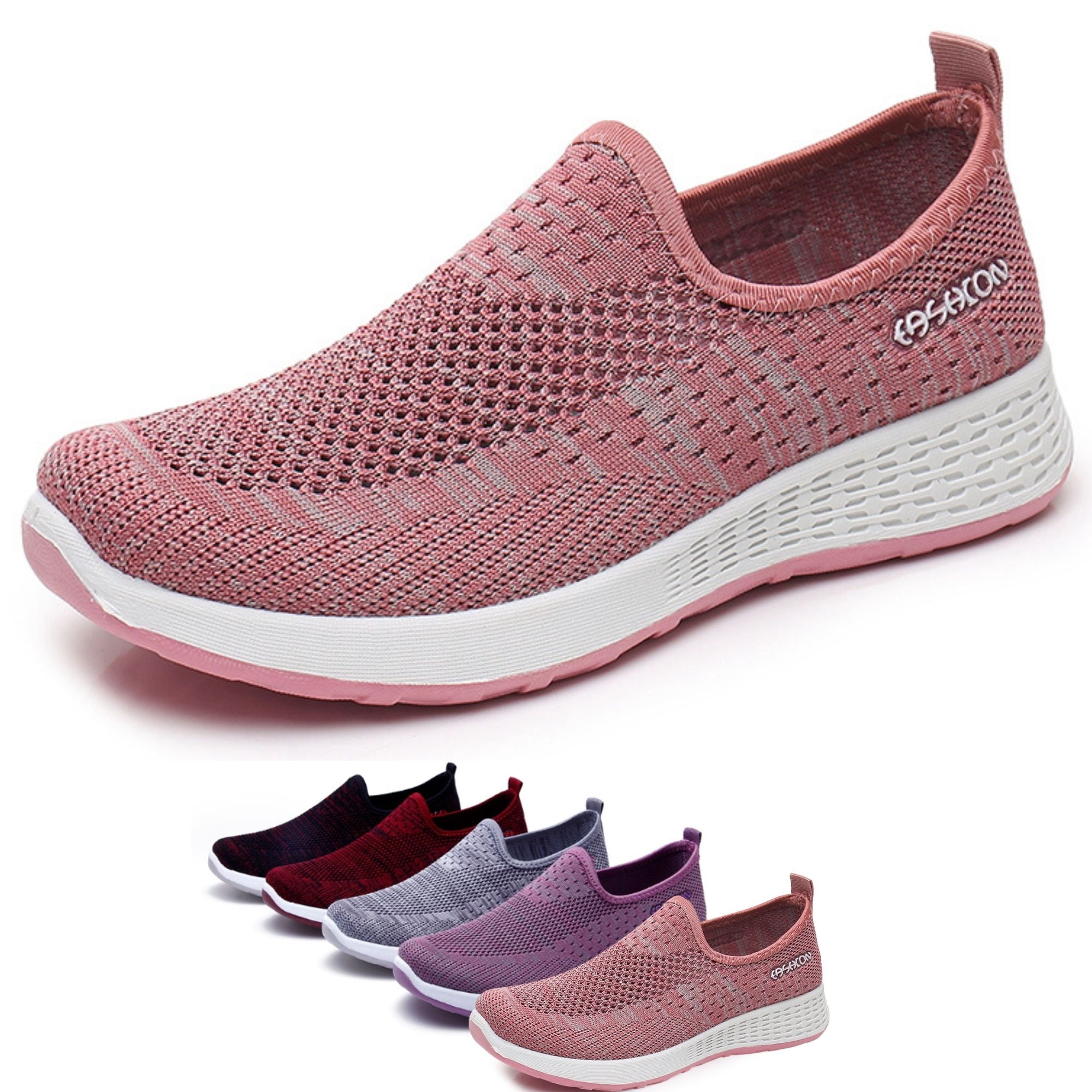 Chicvomey Womens Slip On Walking Shoes Breathable Mesh Sneakers With