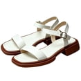 CHICVOMEY Women's Square Toe Ankle Strap Sandals Comfortable Low Block ...