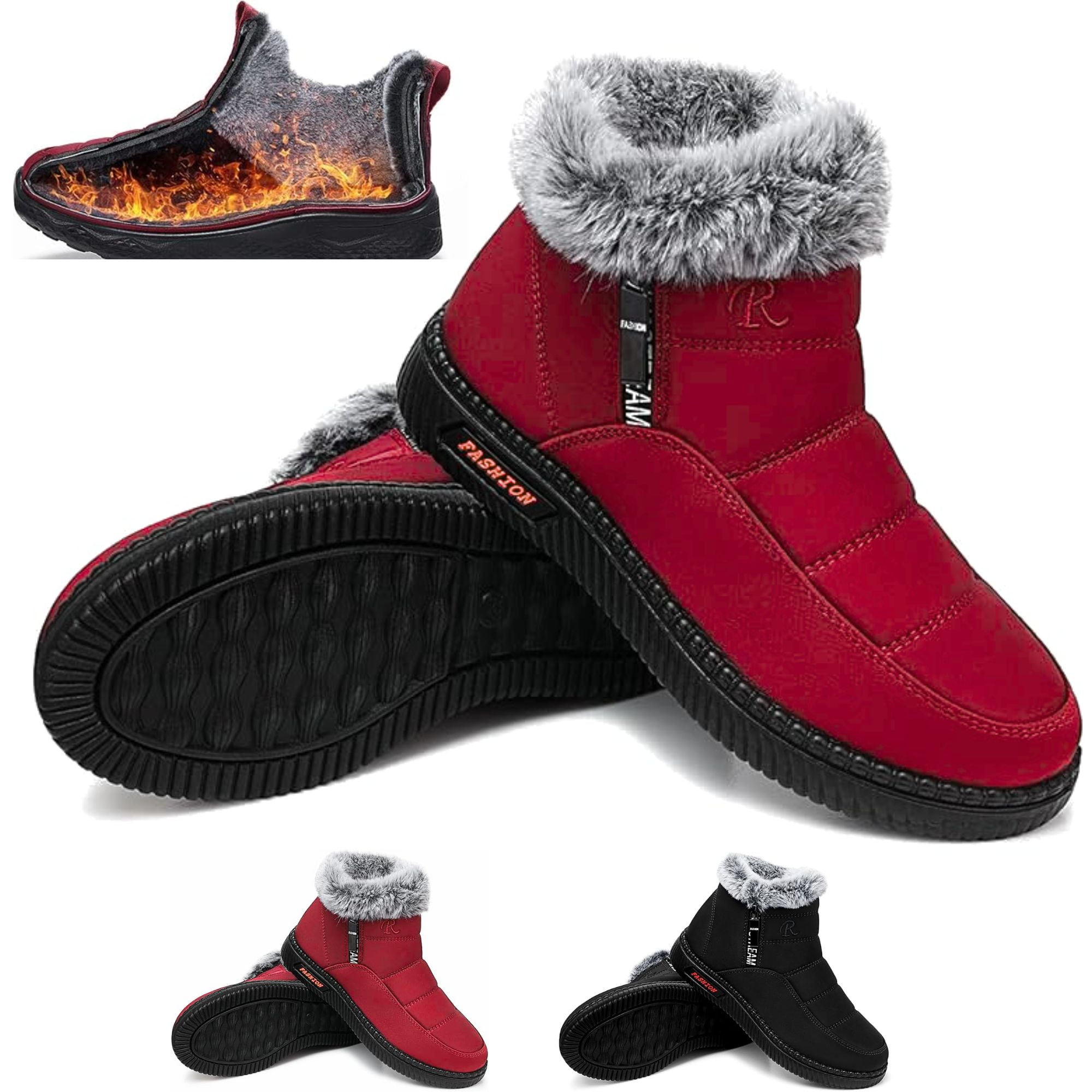 CHICVOMEY Women's Waterproof Snow Boots Non-Slip Sole Winter Warm Ankle ...