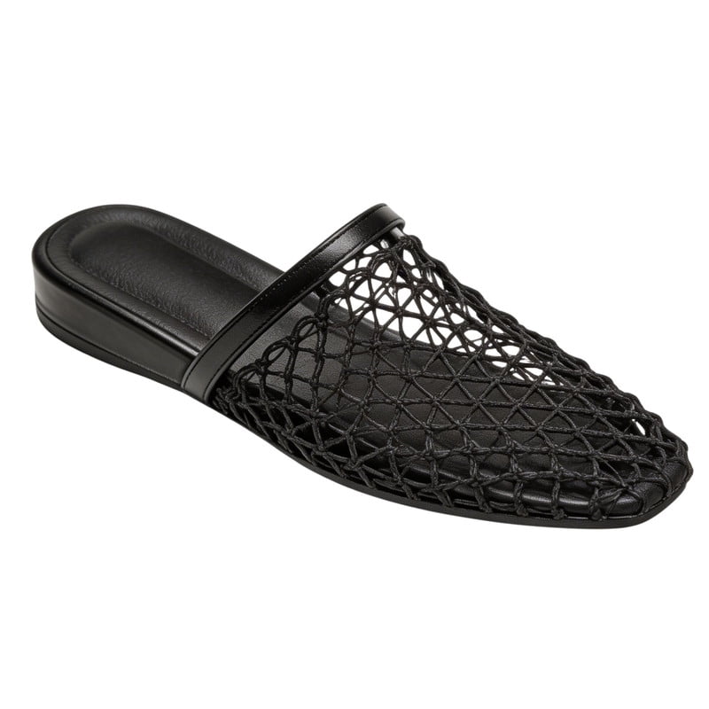 CHICVOMEY Women's Woven Mesh Mules Square Toe Closed Toe Backless ...