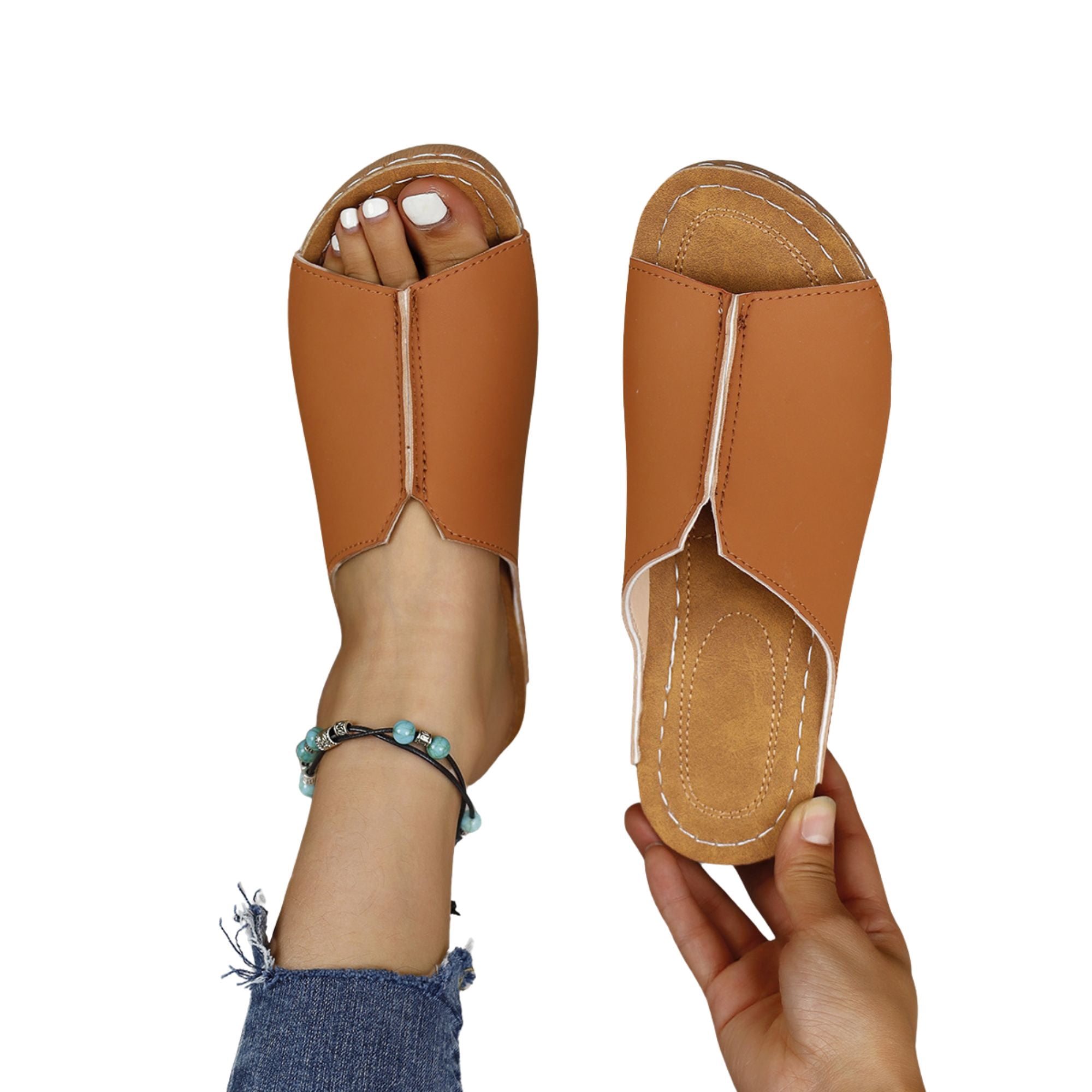 CHICVOMEY Womens Lightweight Wedge Sandals Arch Support Leather ...