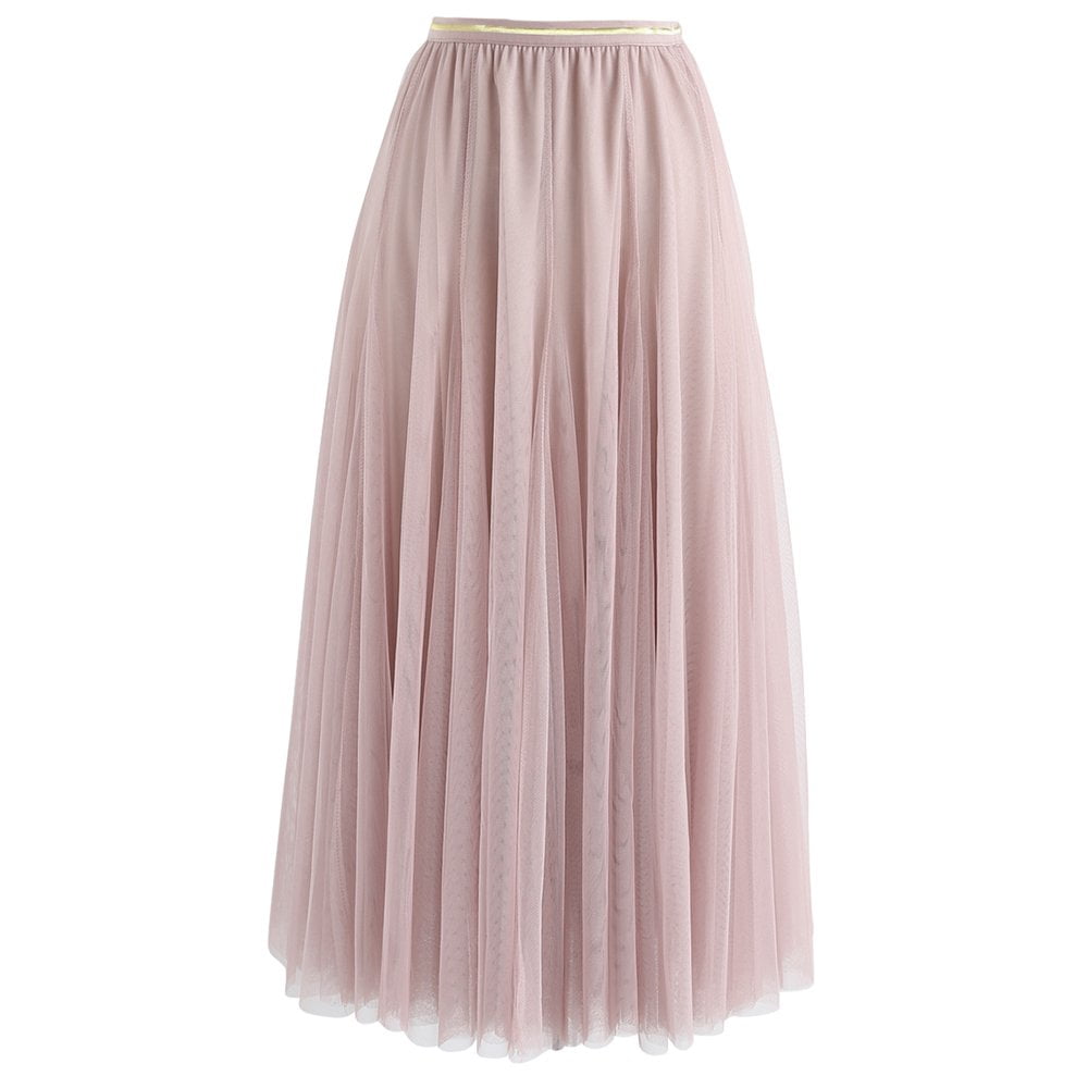 CHICWISH Women's Pink Layered Mesh Ballet Prom Party Tulle Tutu A-Line ...
