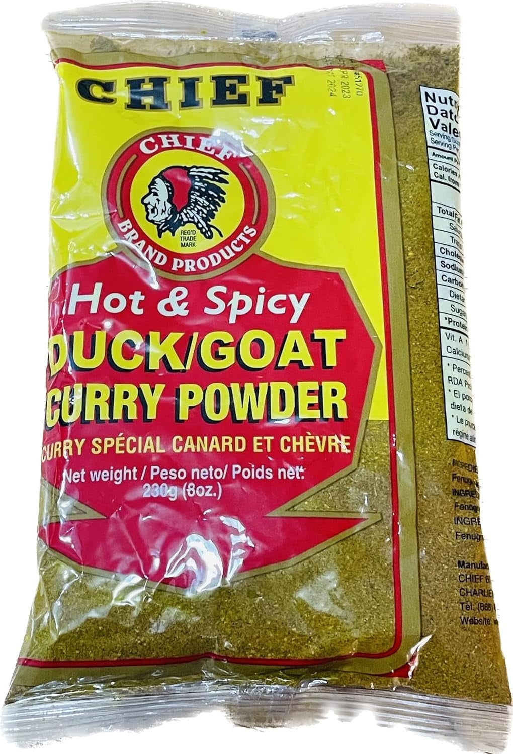 Chief Hot & Spicy Curry Powder, 230g, Duck & Goat Blend, Made in ...
