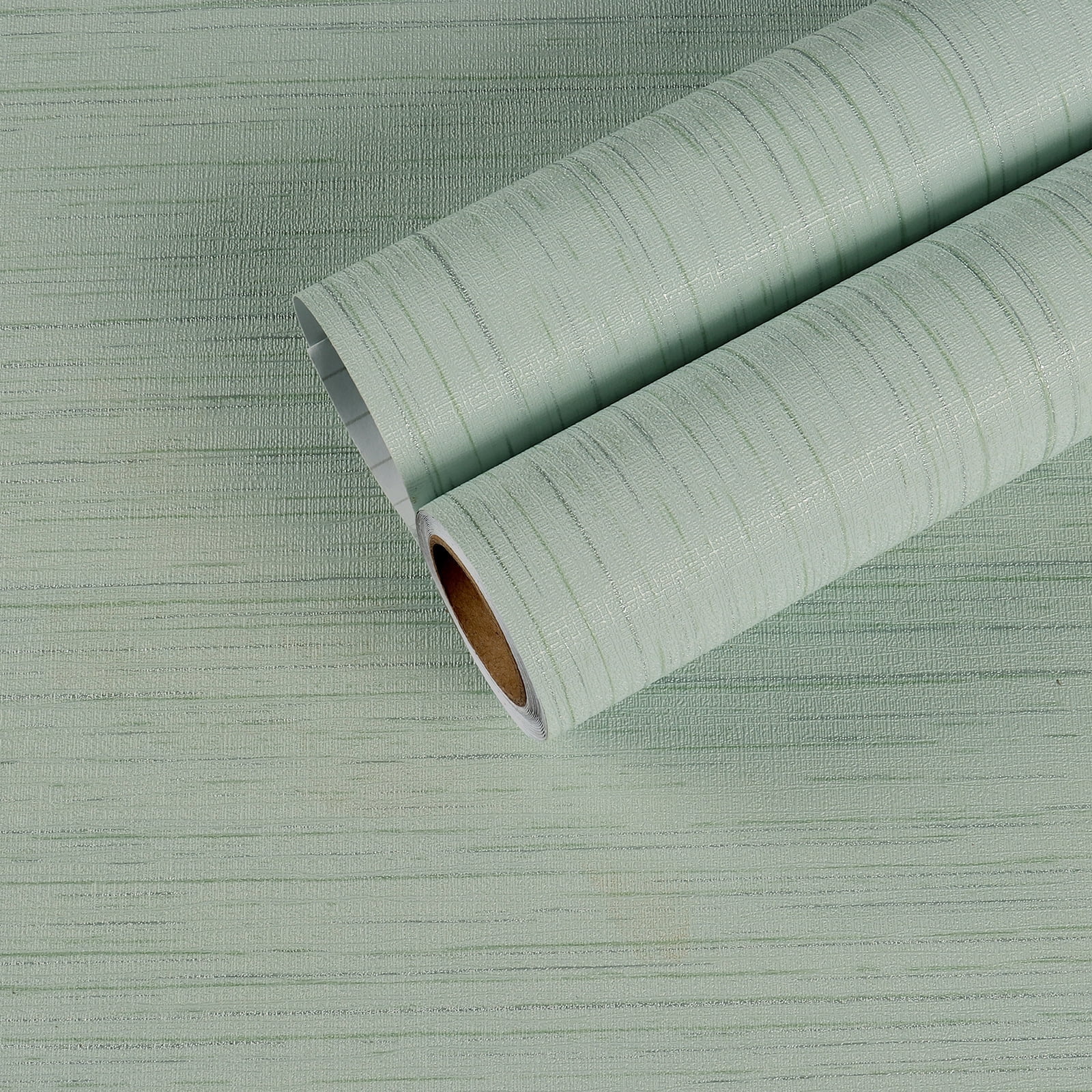 CHIHUT 17.7"x236" Light Green Wallpaper Grasscloth Peel and Stick Wallpaper Adhesive Vinyl Roll ...