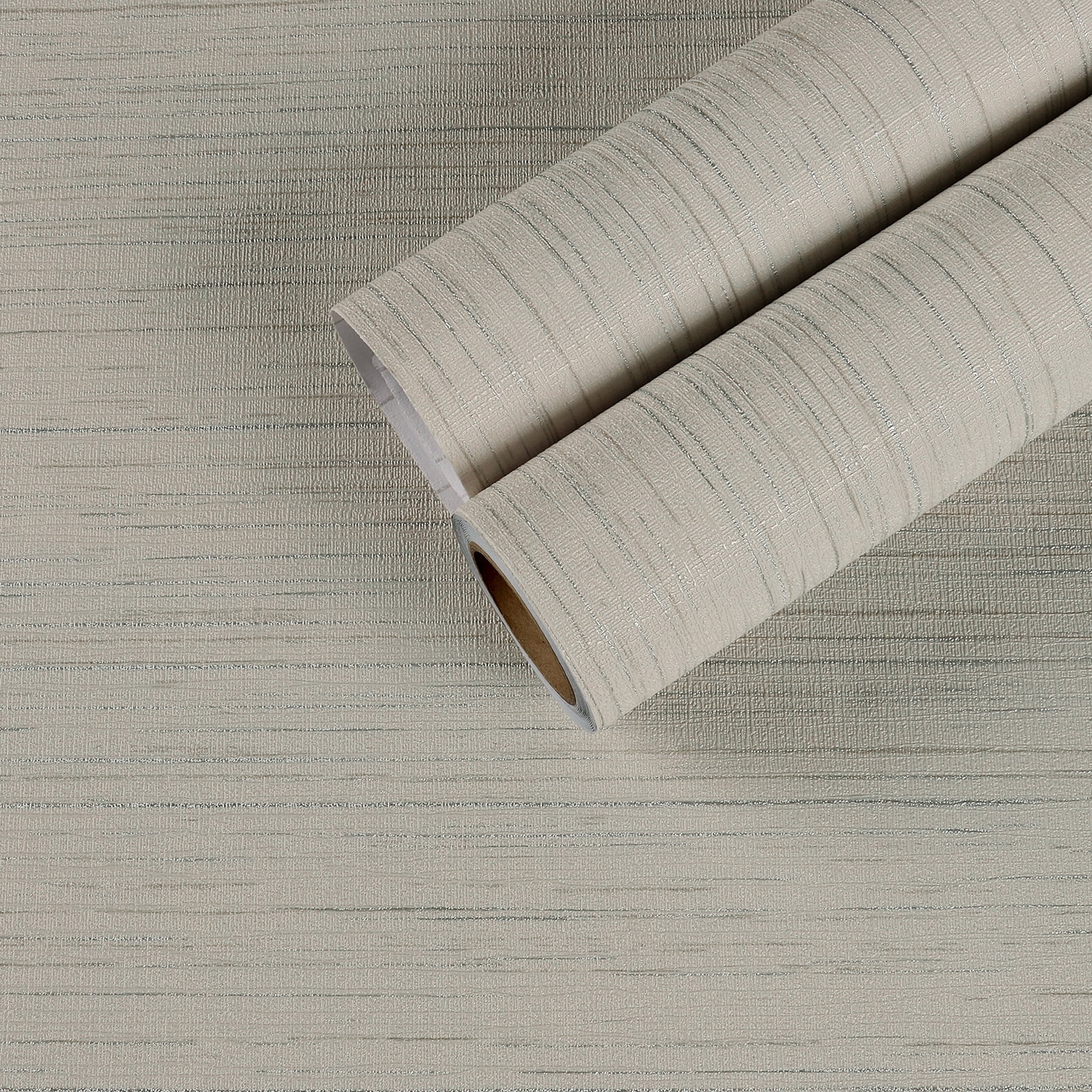 CHIHUT Faux Grasscloth Peel and Stick Wallpaper Gray Beige Linen ...