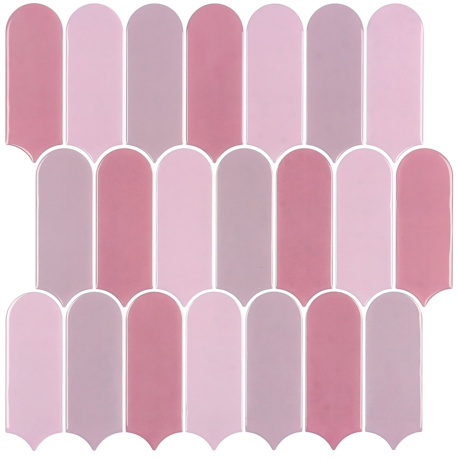 CHIHUT 6 Sheets Pink Long Fish Scale Self Adhesive Backsplash Tiles 12 ...