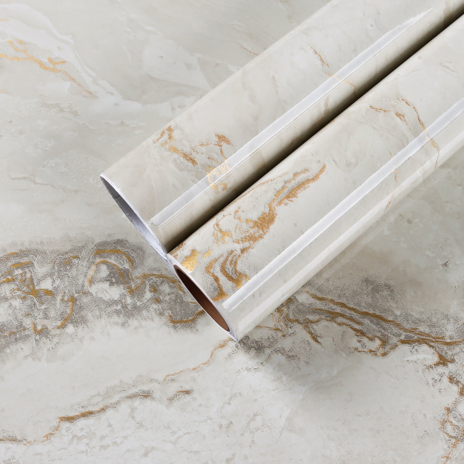 CHIHUT Beige Gold Liquid Marble Contact Paper for Countertops Peel and ...