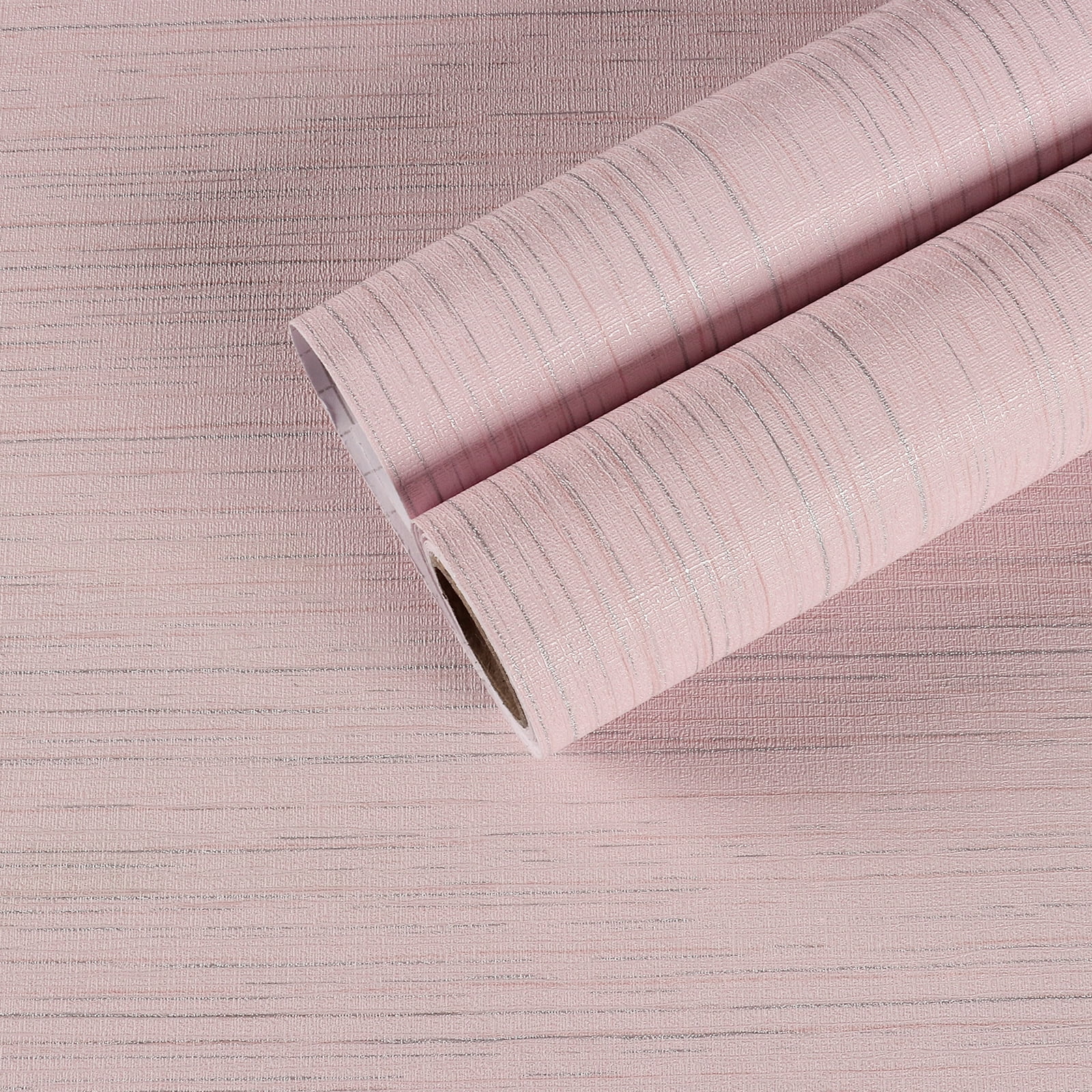 CHIHUT Light Pink Peel and Stick Wallpaper Grasscloth Textured Vinyl ...