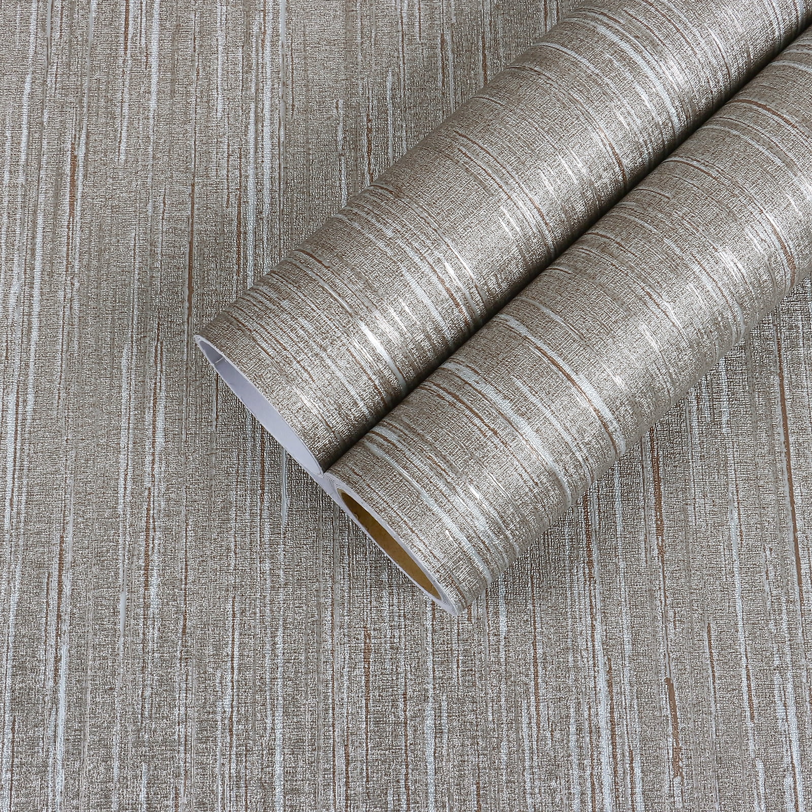 CHIHUT Grey Silver Grasscloth Wallpaper Peel and Stick Textured ...