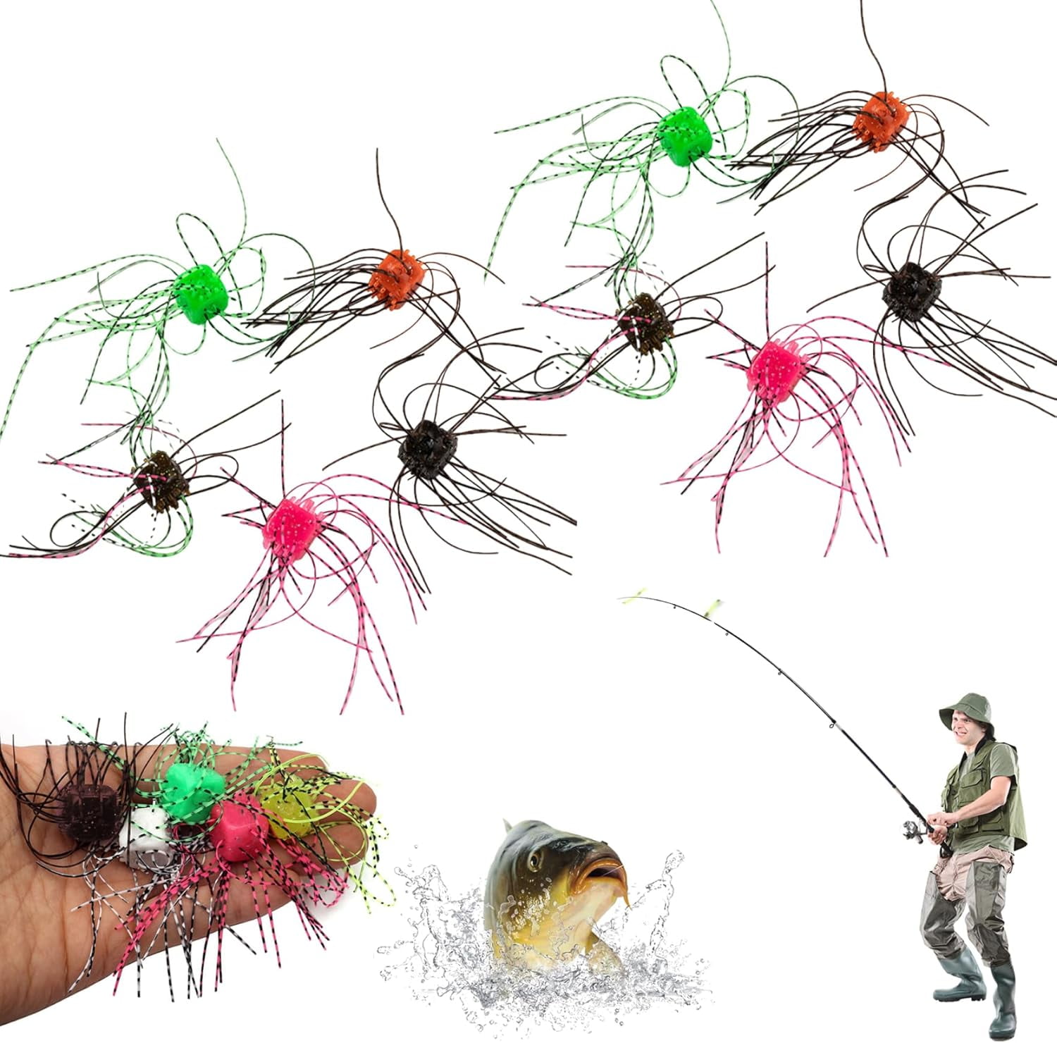 CHIKANSTORE 10PCS Fishing Lure Kit, Dice Shaped Soft Fishing Bait PVC ...