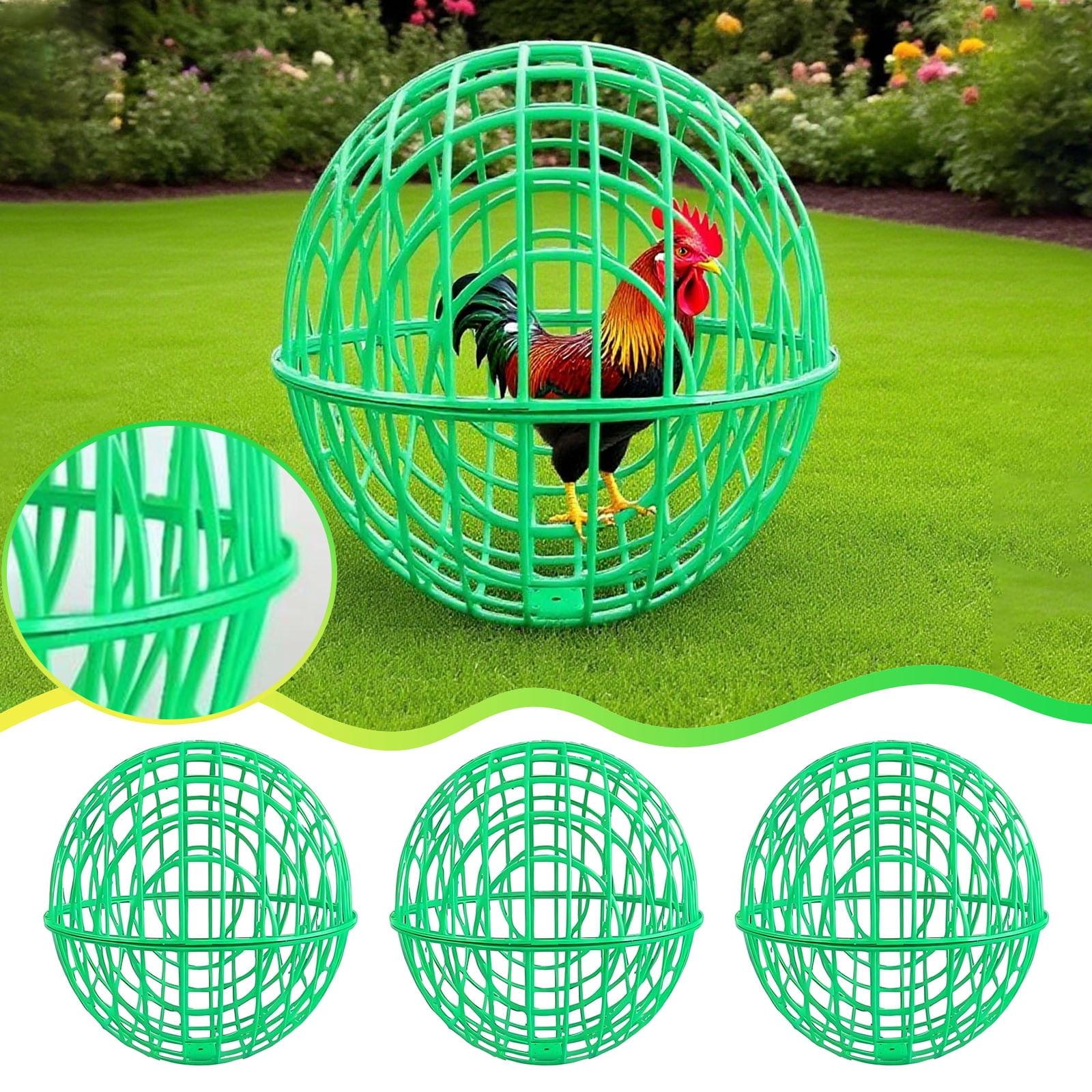 CHIKANSTORE 3PCS Chicken Ball Cage Rolling,Chicken Coop Ball,Mobile ...