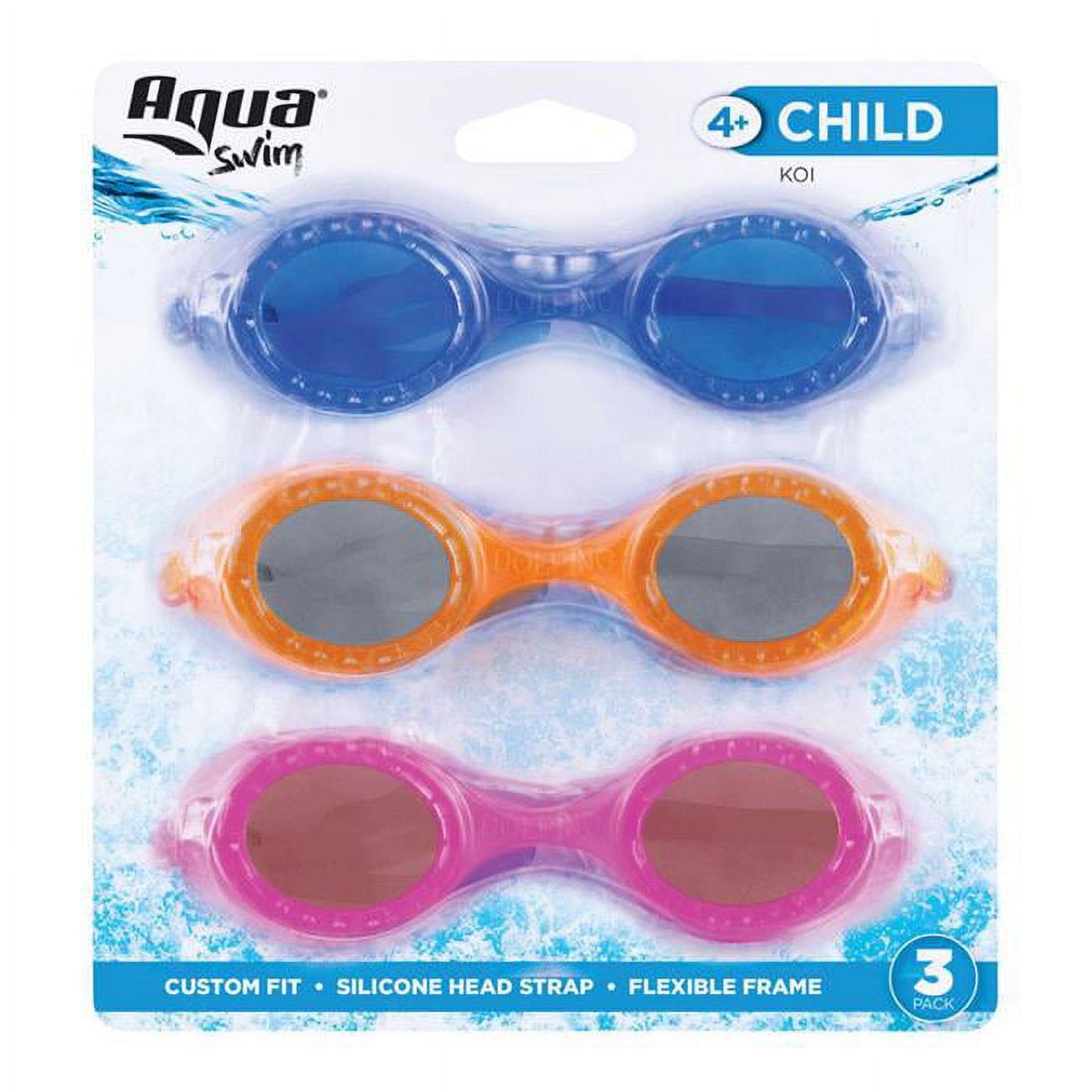 Aqua Leisure 8012816 Assorted Color 4 Plus Year Goggles, 3 Per Pack ...