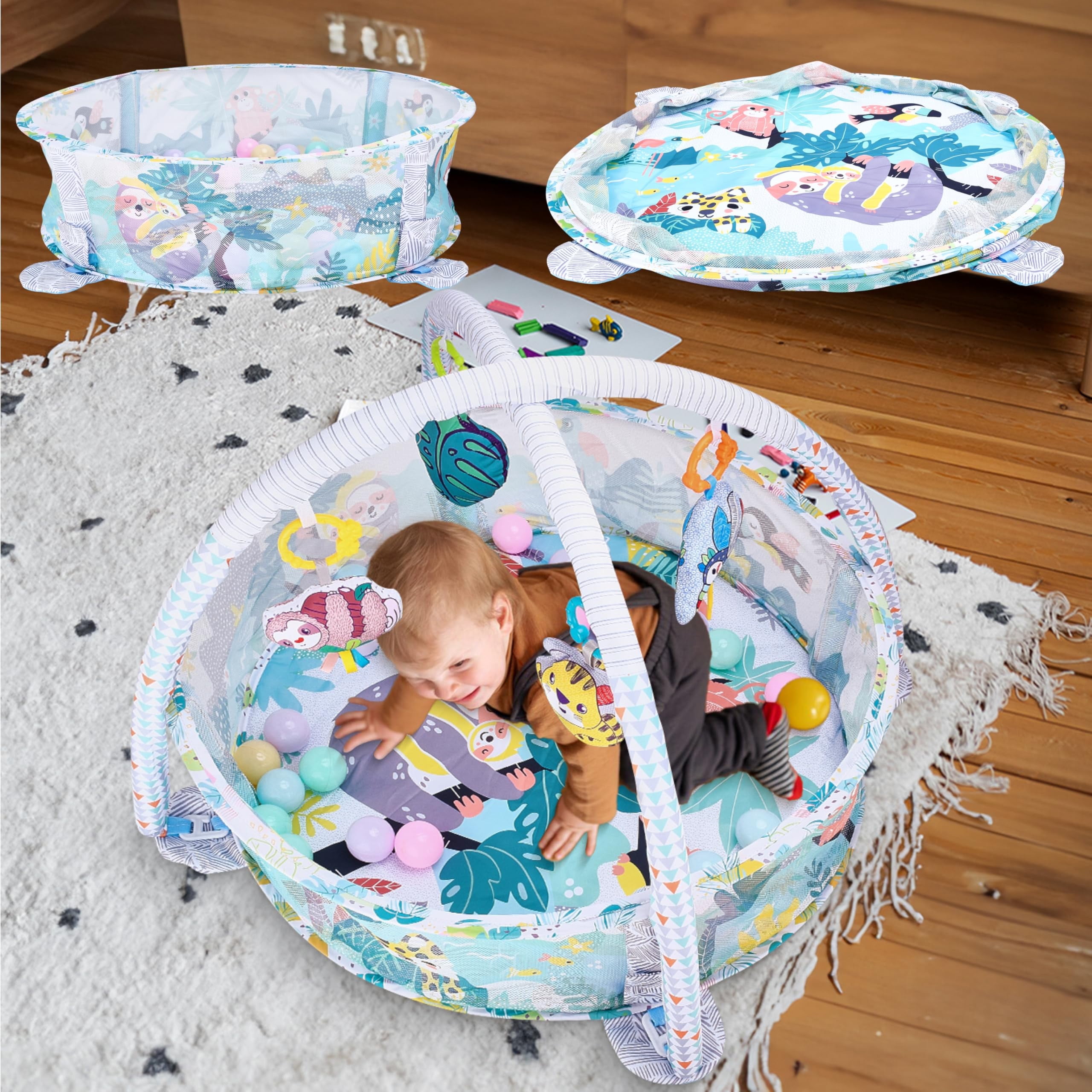 CHILDLIKE BEHAVIOR Baby Gym Play Set Multi-Color - Toddler Ball Pit, 4 ...