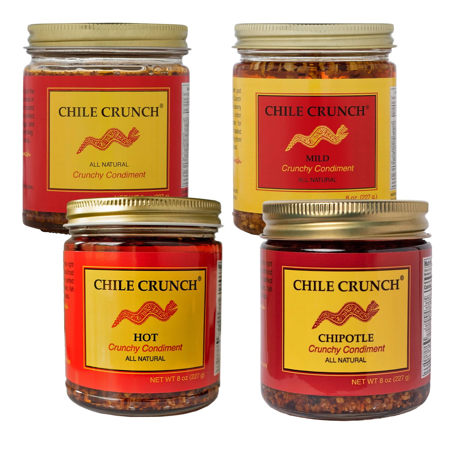 CHILE CRUNCH, A Crunchy All Natural Spicy Condiment, Variety 4 Pack ...