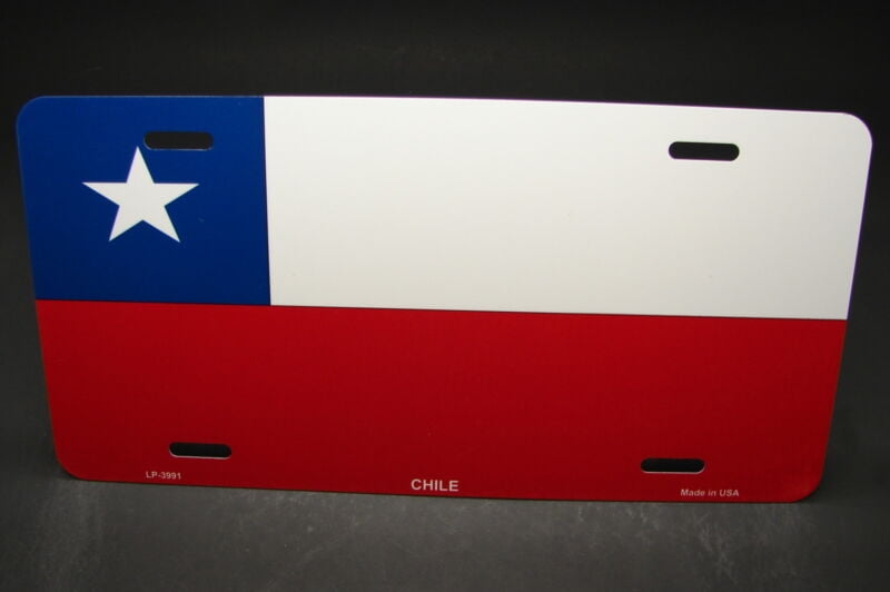 CHILE FLAG METAL CAR LICENSE PLATE, CHILE BANDERA, CHILEAN FLAG LICENSE ...