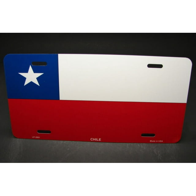 CHILE FLAG METAL CAR LICENSE PLATE, CHILE BANDERA, CHILEAN FLAG LICENSE ...