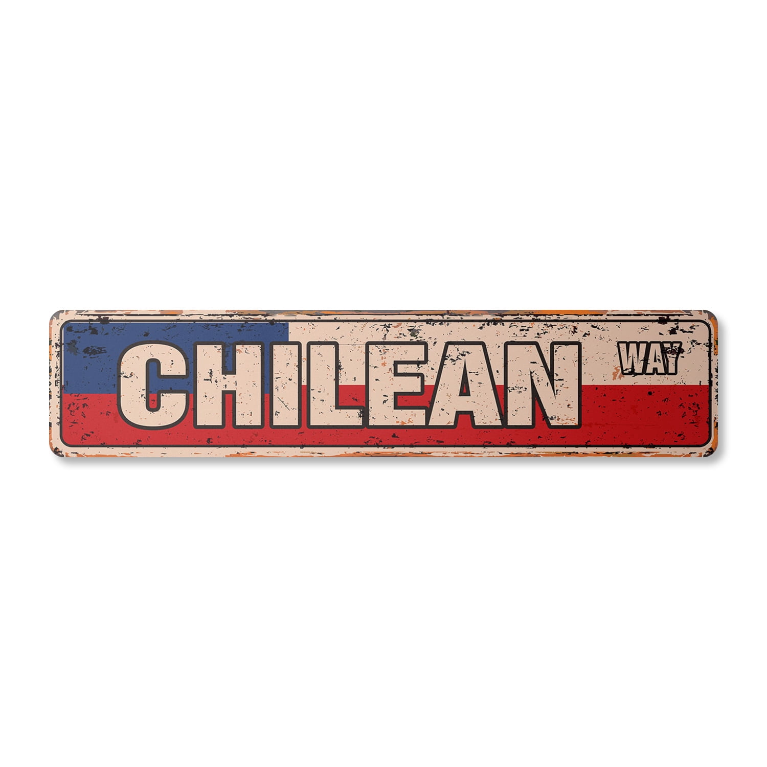 CHILEAN FLAG Vintage Plastic Street Sign chile national nation pride ...